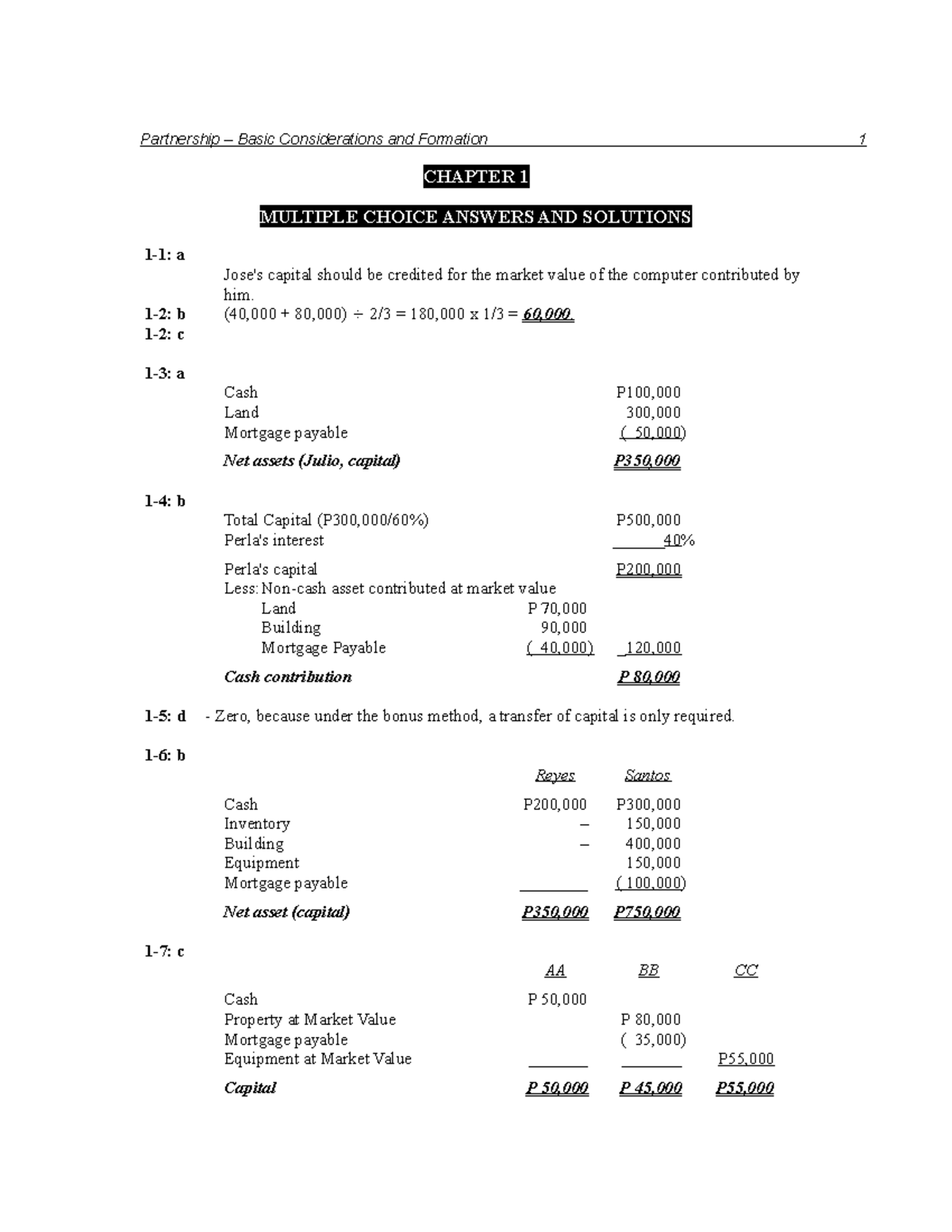 Chapter 1 - Partnership - Basic Considerations and Formation ...
