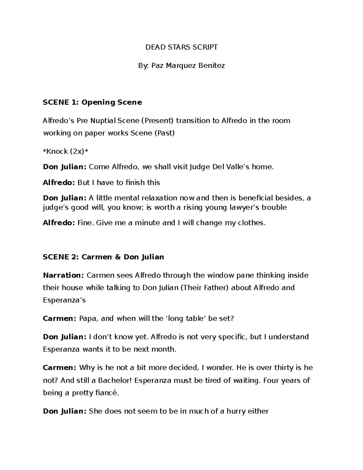 DEAD- Stars - DEAD STARS SCRIPT By: Paz Marquez Benitez SCENE 1 ...