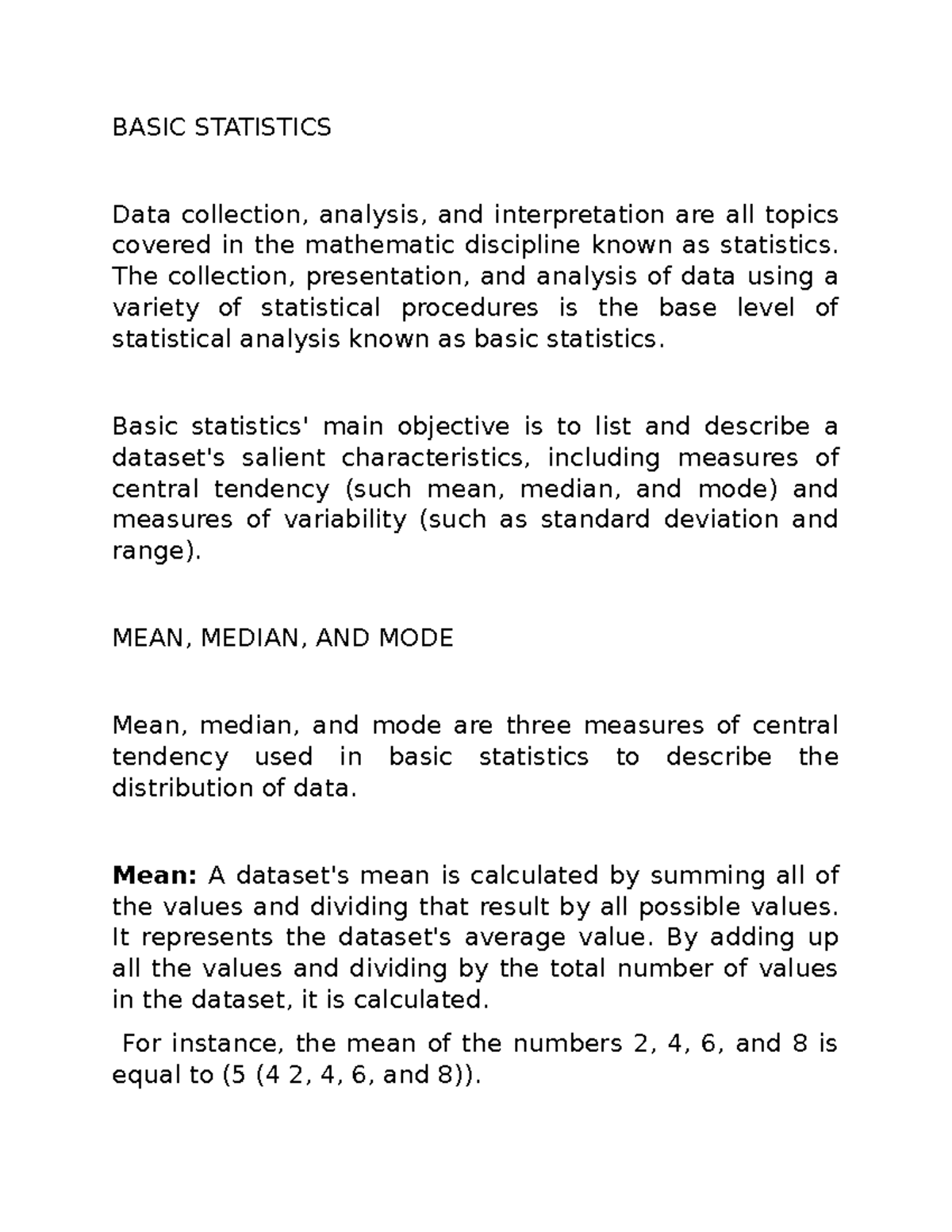 Basic Statistics Notes BASIC STATISTICS Data Collection Analysis basic-statistics-notes-basic-statistics-data-collection-analysis