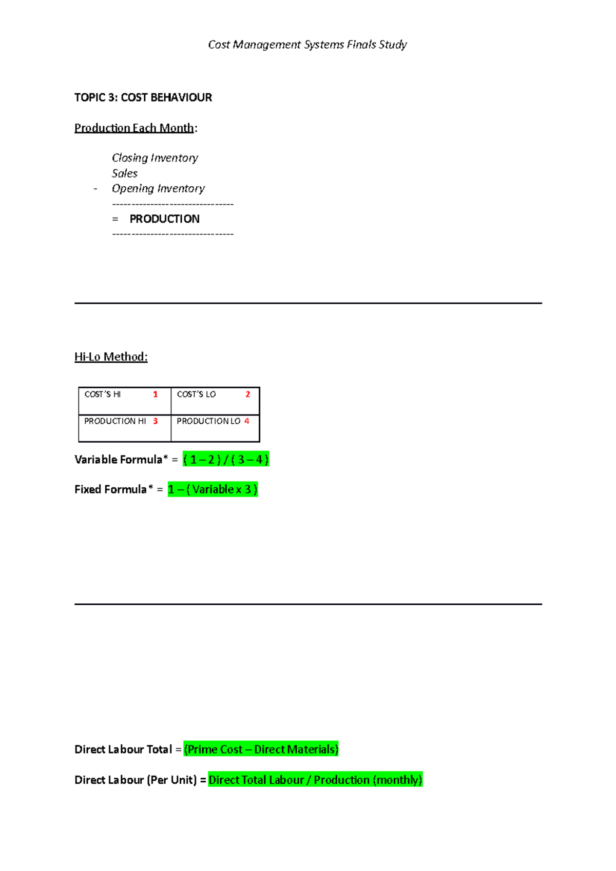 CMS Finals Study - Summary Cost Management Systems - Cost Management ...