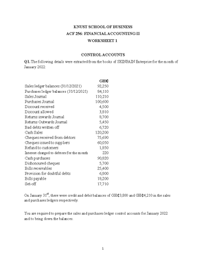 Worksheet 5 Partnership Accounts - KNUST SCHOOL OF BUSINESS ACF 256 ...