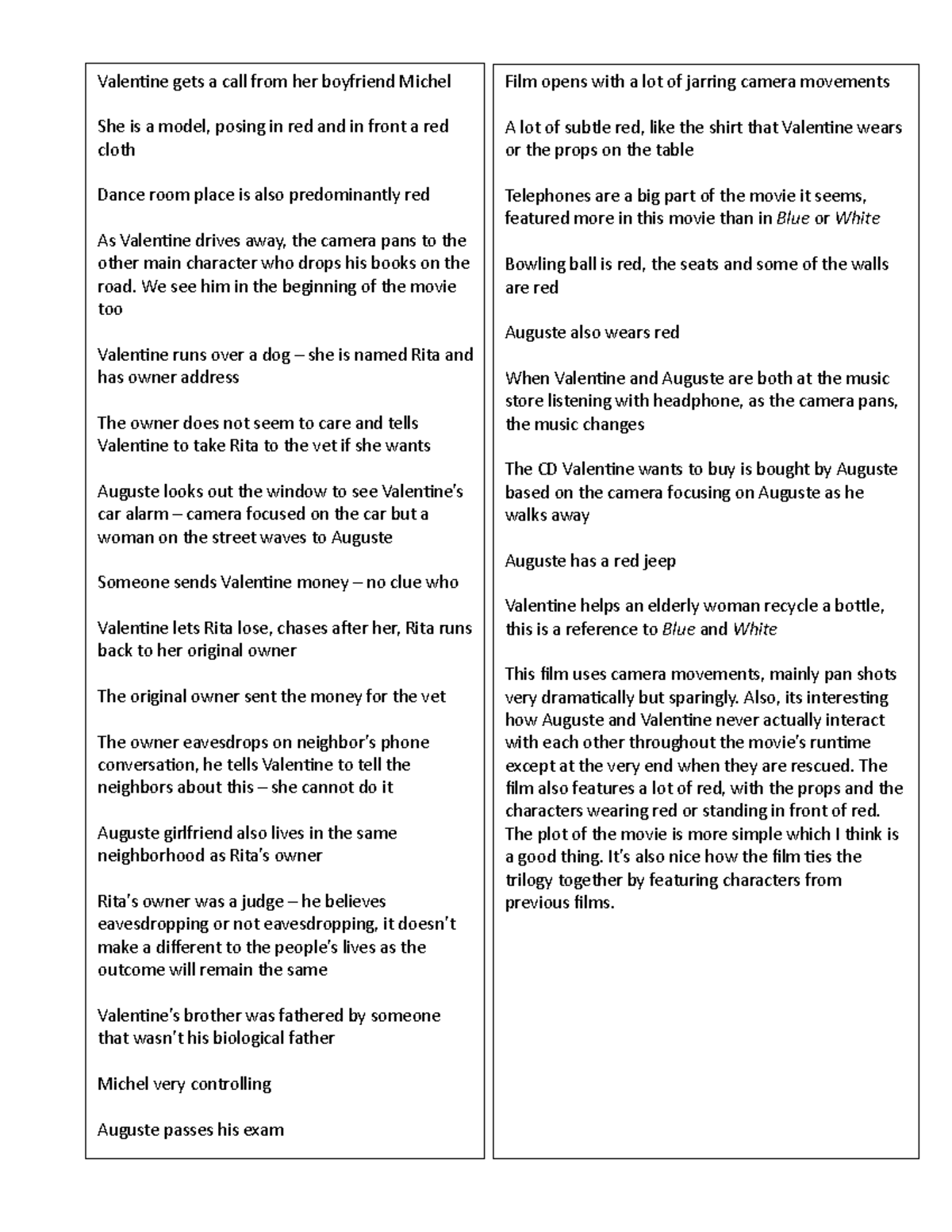 Three Color- Red - Screening notes - Film opens with a lot of jarring ...