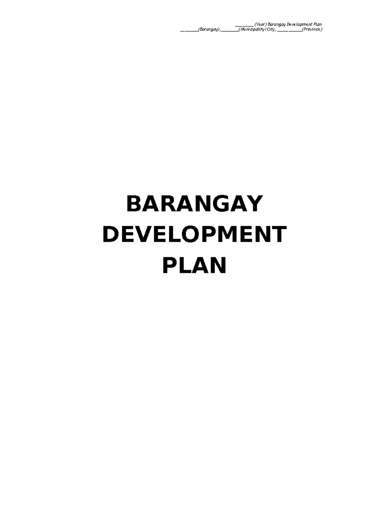 BDP- Final- Template - Barangay Development Plan - (Barangay ...