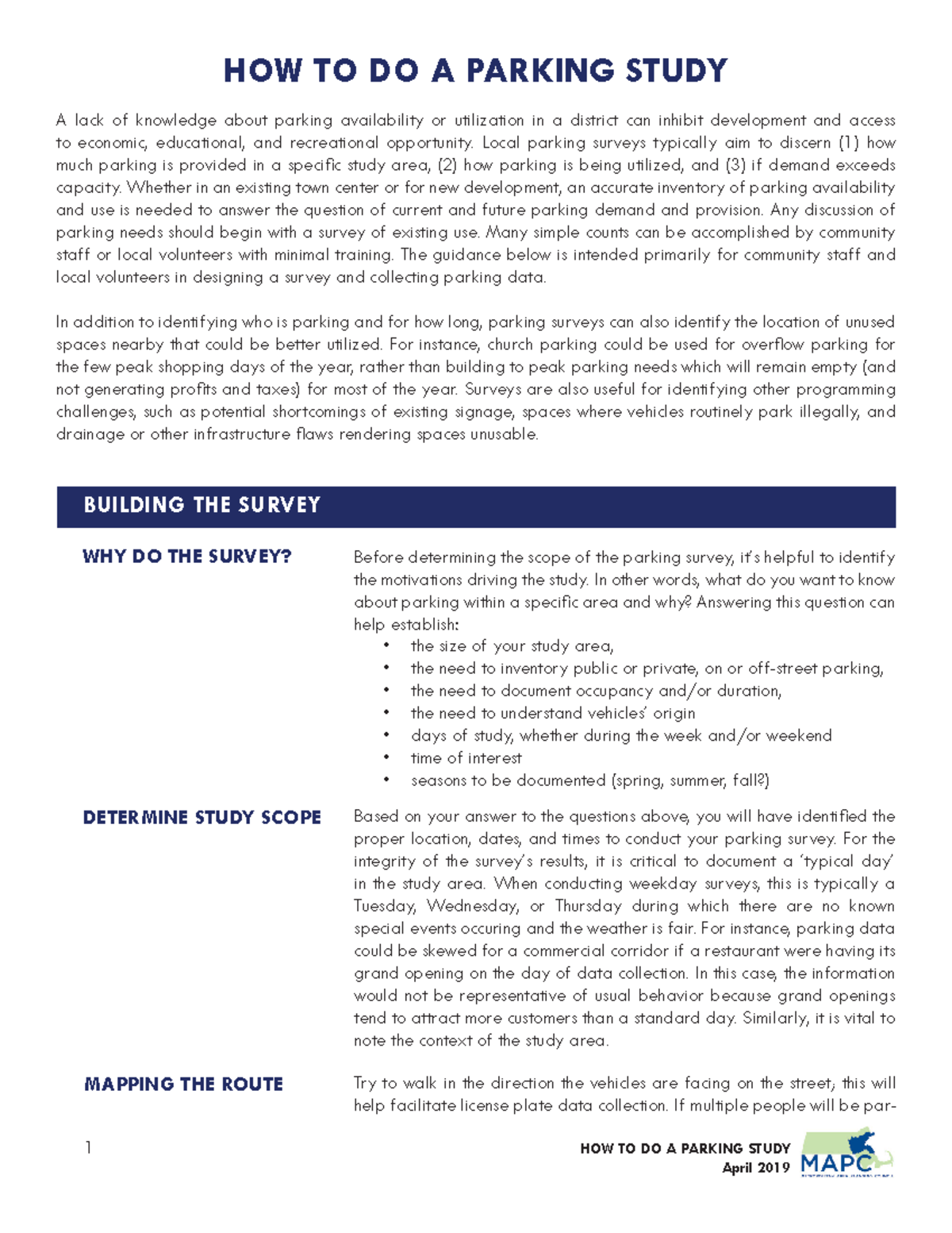 How to do parking survey - HOW TO DO A PARKING STUDY A lack of ...