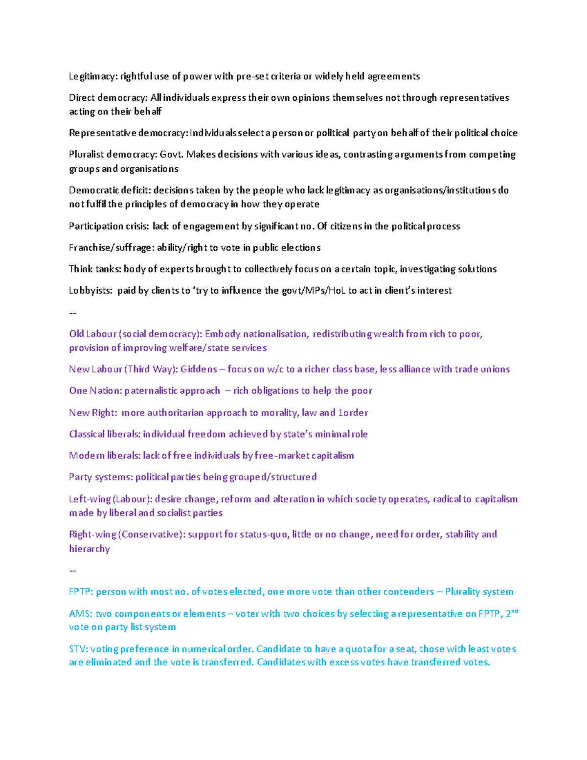 Key words politics - Legitimacy: rightful use of power with pre-set ...