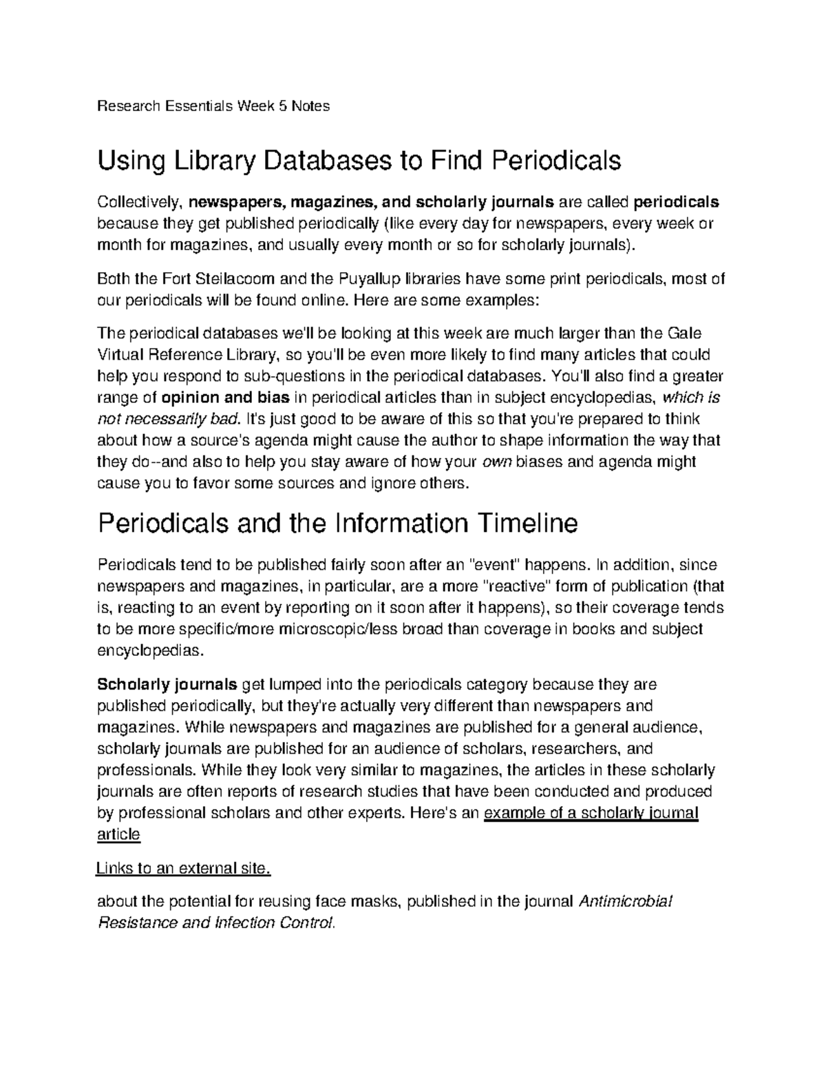 Finding and Evaluating Periodicals - Research Essentials Week 5 Notes ...