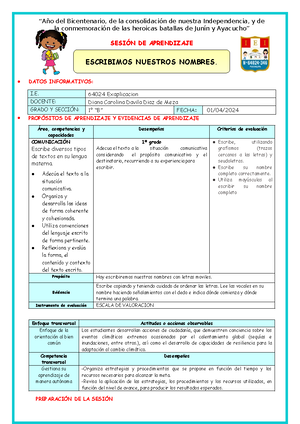 Sesión DE Aprendizaje comunicacion - SESIÓN DE APRENDIZAJE N° 09 1. DATOS INFORMATIVOS: - Studocu