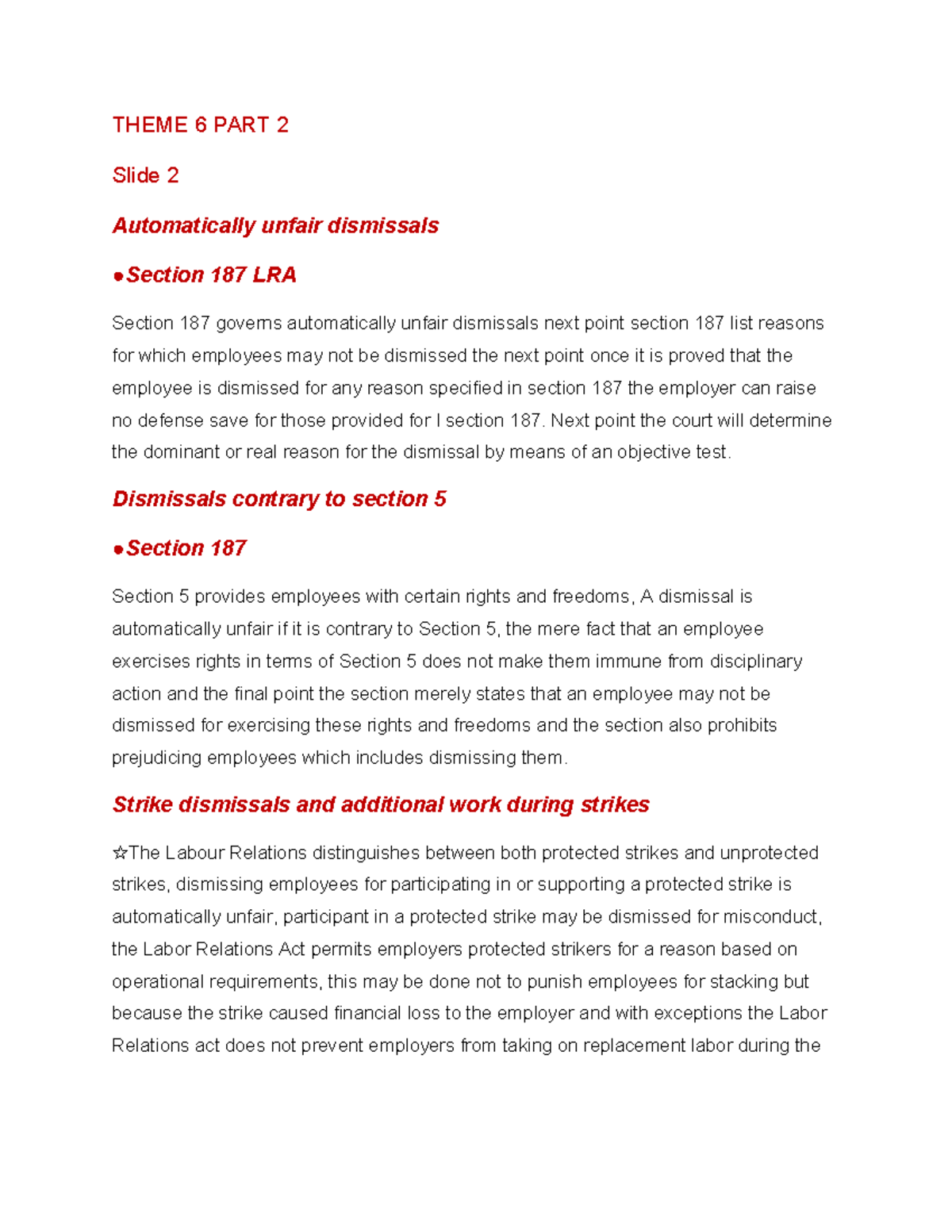 Theme 6 PART 2 A - These procedures include giving the employee notice ...