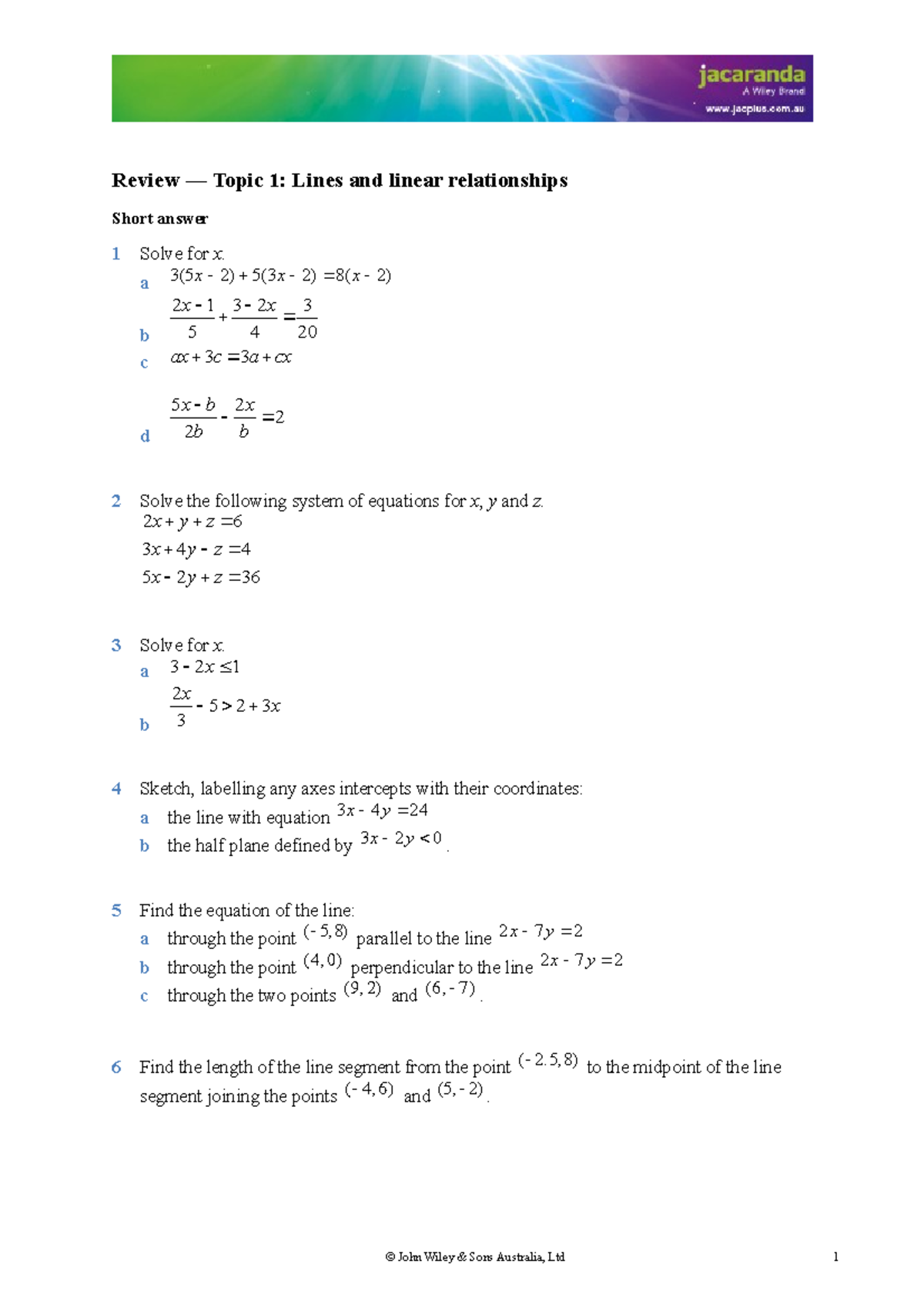 Doc-18101 - methods - Review — Topic 1: Lines and linear relationships ...