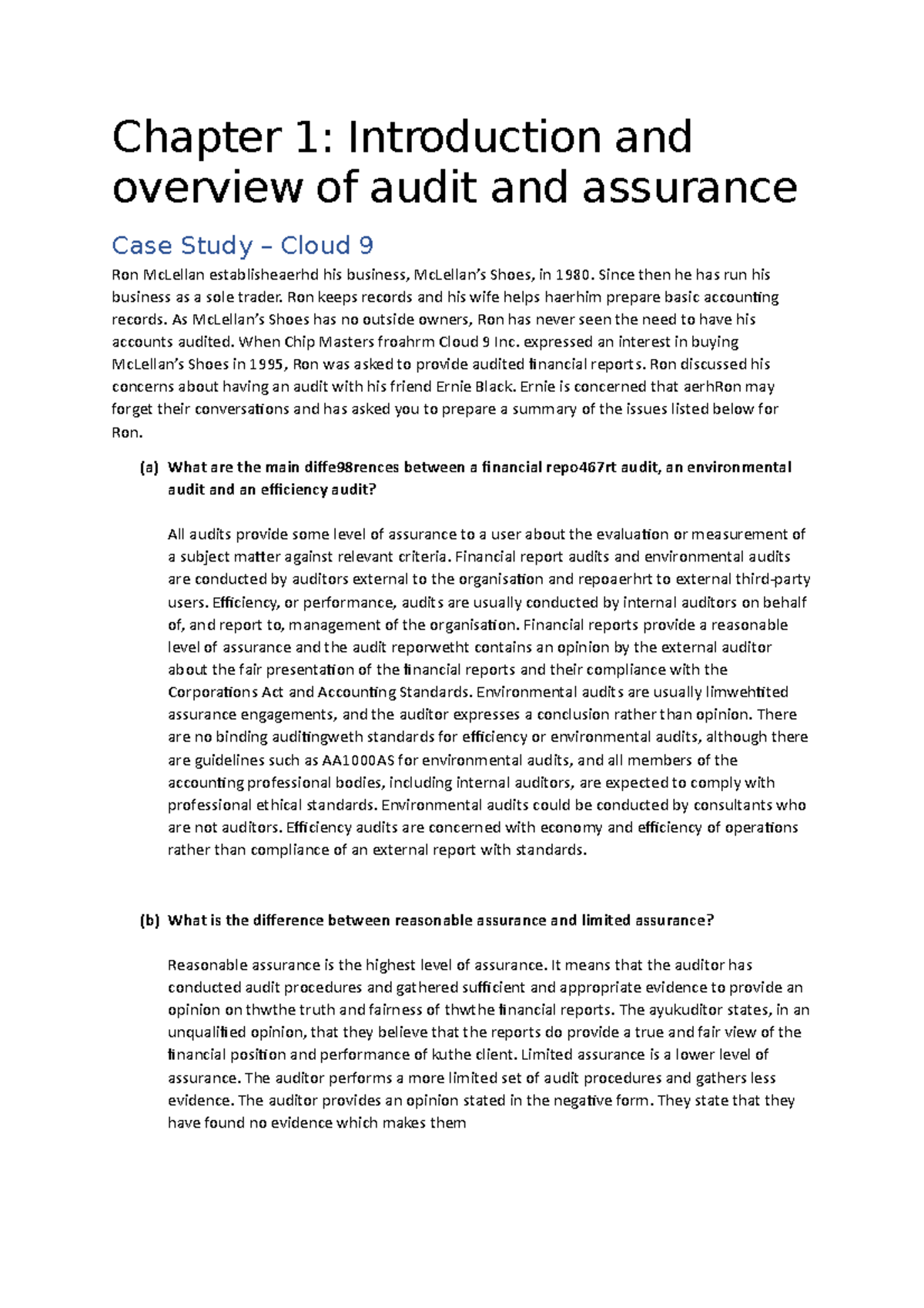 Chapter one case study solutions moroney 3e - Chapter 1: Introduction ...