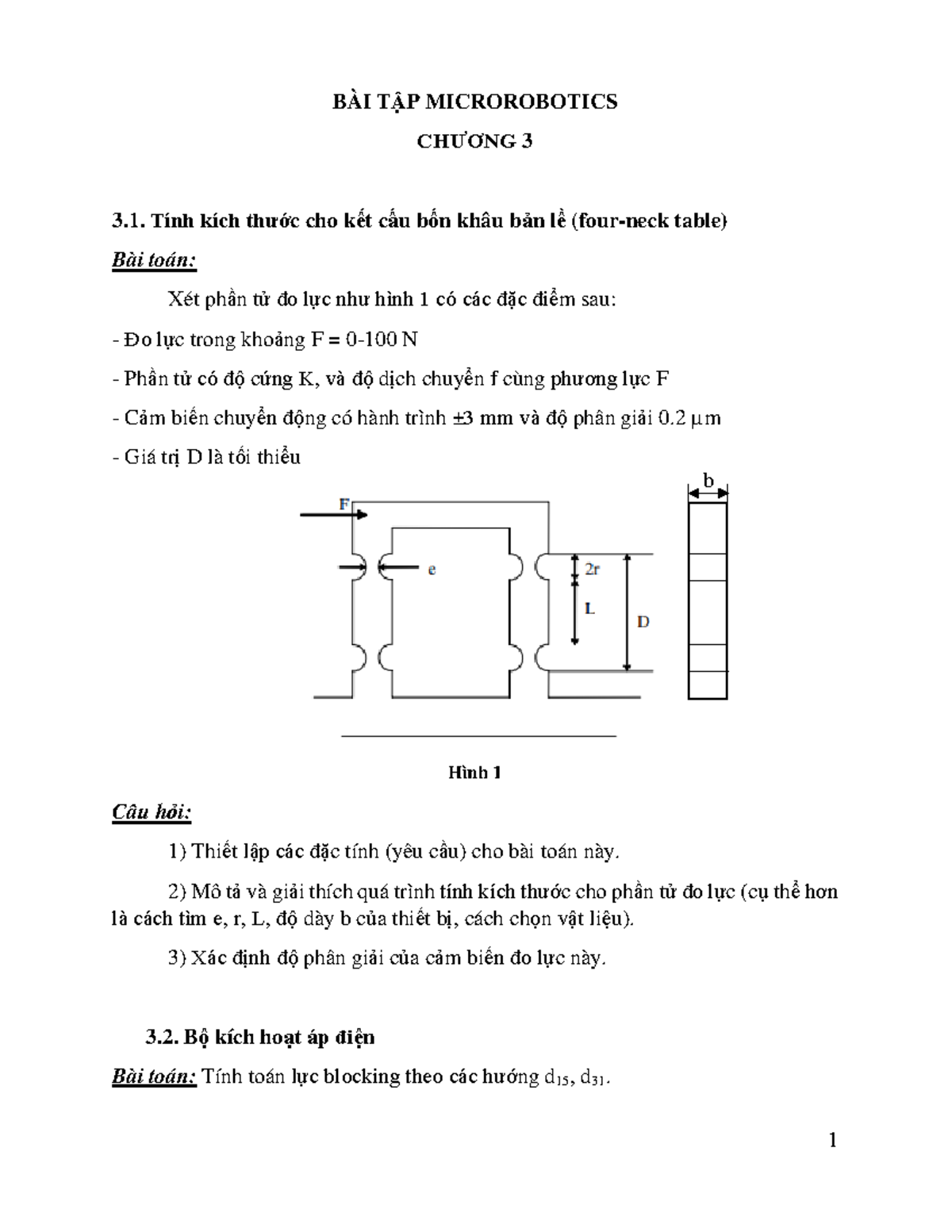 BT Chuong 3 - defdf - b BÀI TẬP MICROROBOTICS CHƯƠNG 3 Tính kích thước ...