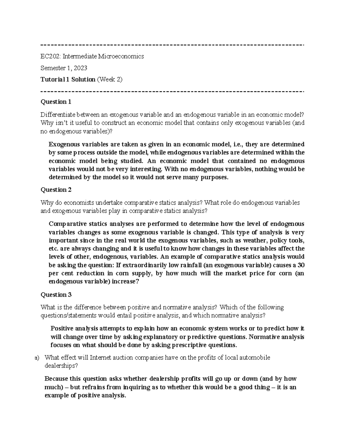 Tutorial 1 - Solution - practical - EC202: Intermediate Microeconomics ...