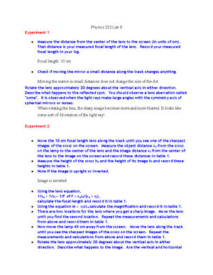 Physics 222 Lab 1 - Physics 222 Lab 1 Vectors Exercise 4 Place a ...