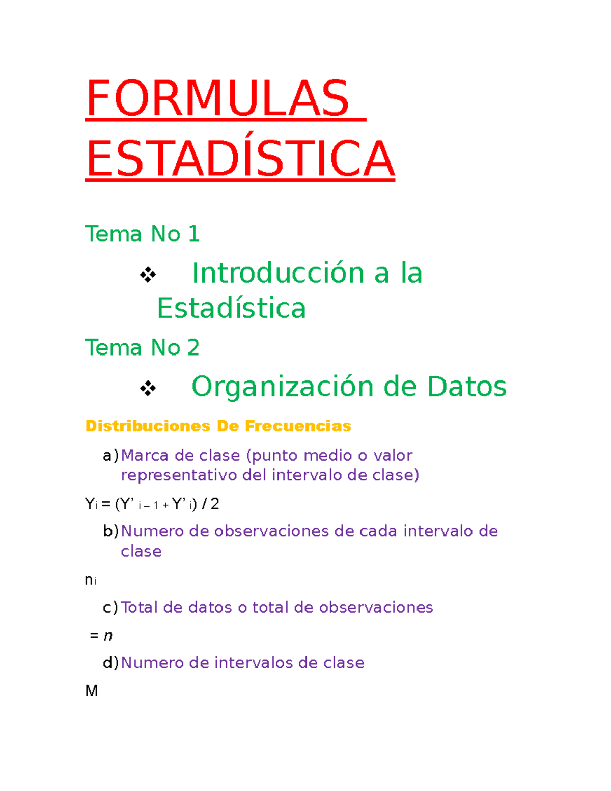 Formulas Estadística 1 universidad mayor de san simon - FORMULAS ...
