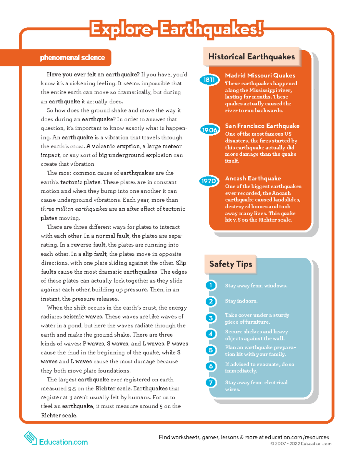Earthquake-science - document - ExploreExplore Earthquakes!Earthquakes! Have you ever felt an ...
