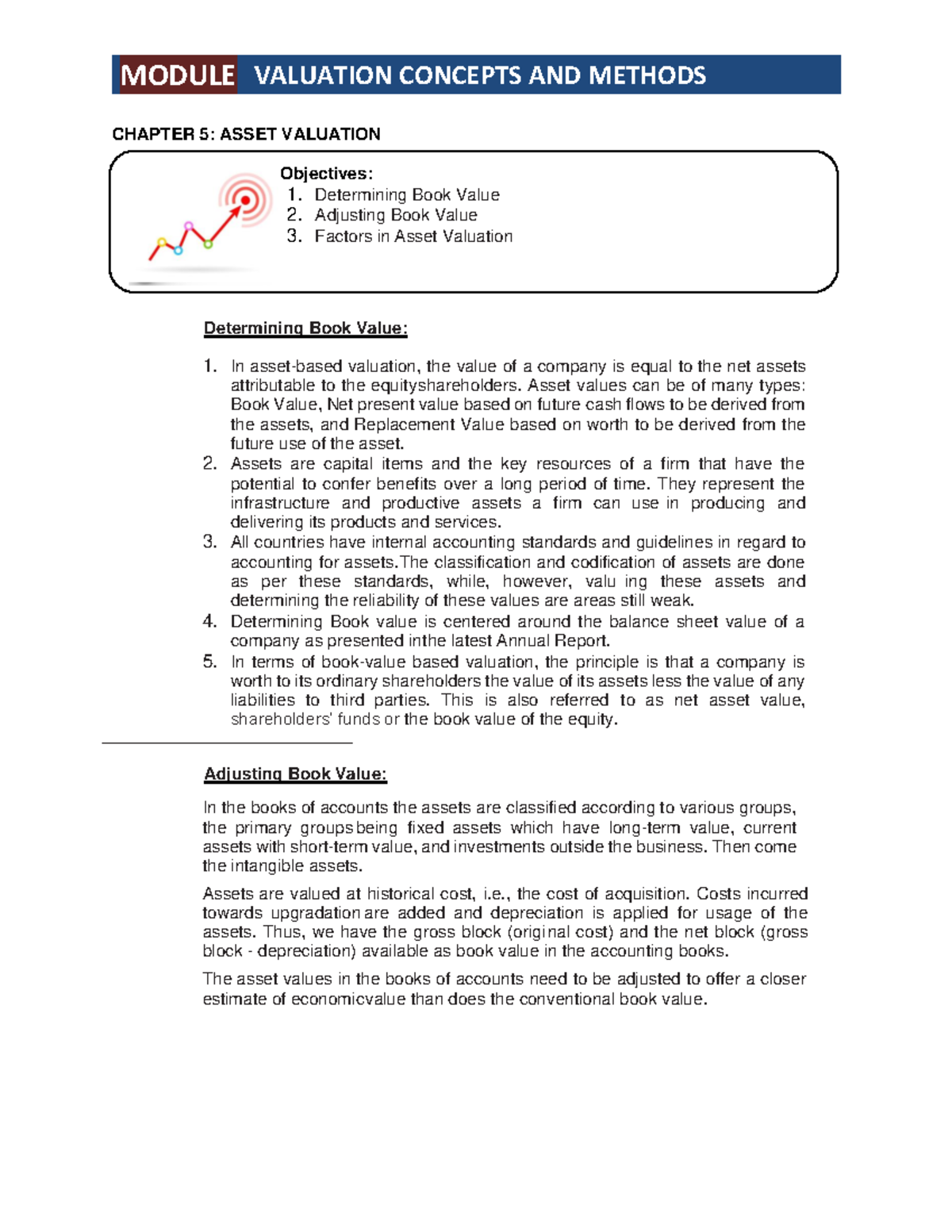 Chapter 5 - Asset Valuation - CHAPTER 5: ASSET VALUATION Objectives: 1 ...
