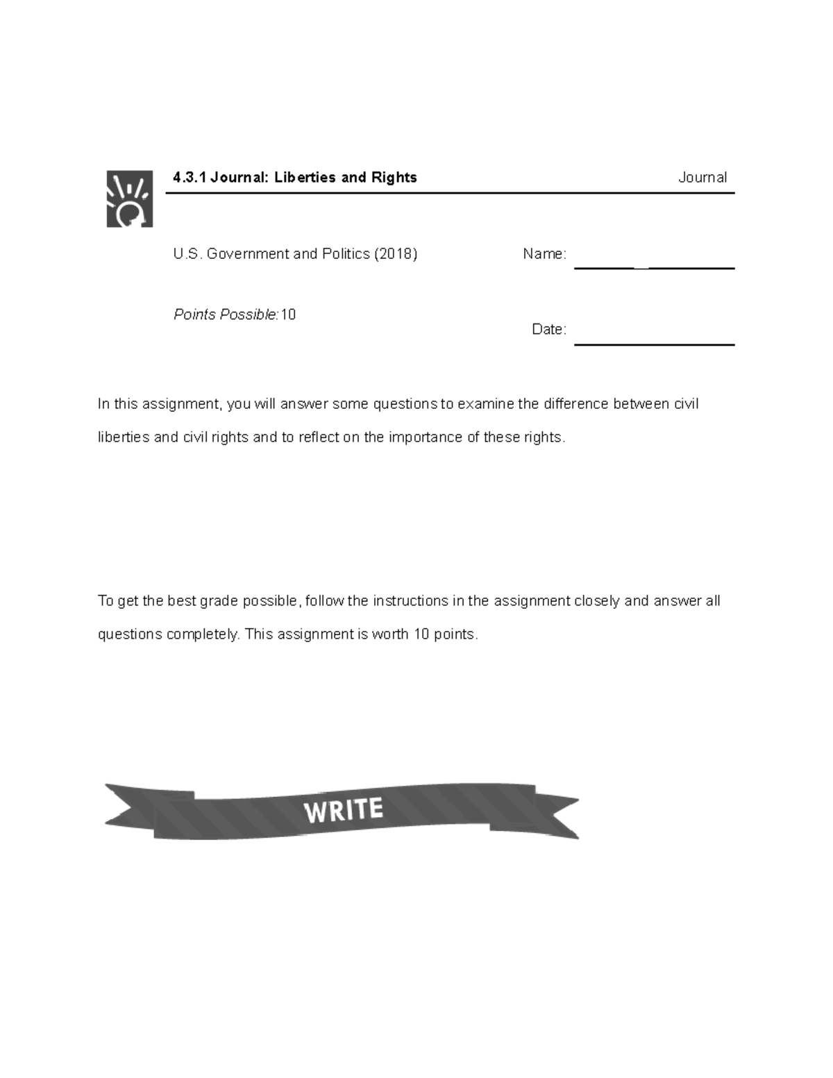Apex Government 4.3.1 - 4.3 Journal: Liberties and Rights Journal U ...