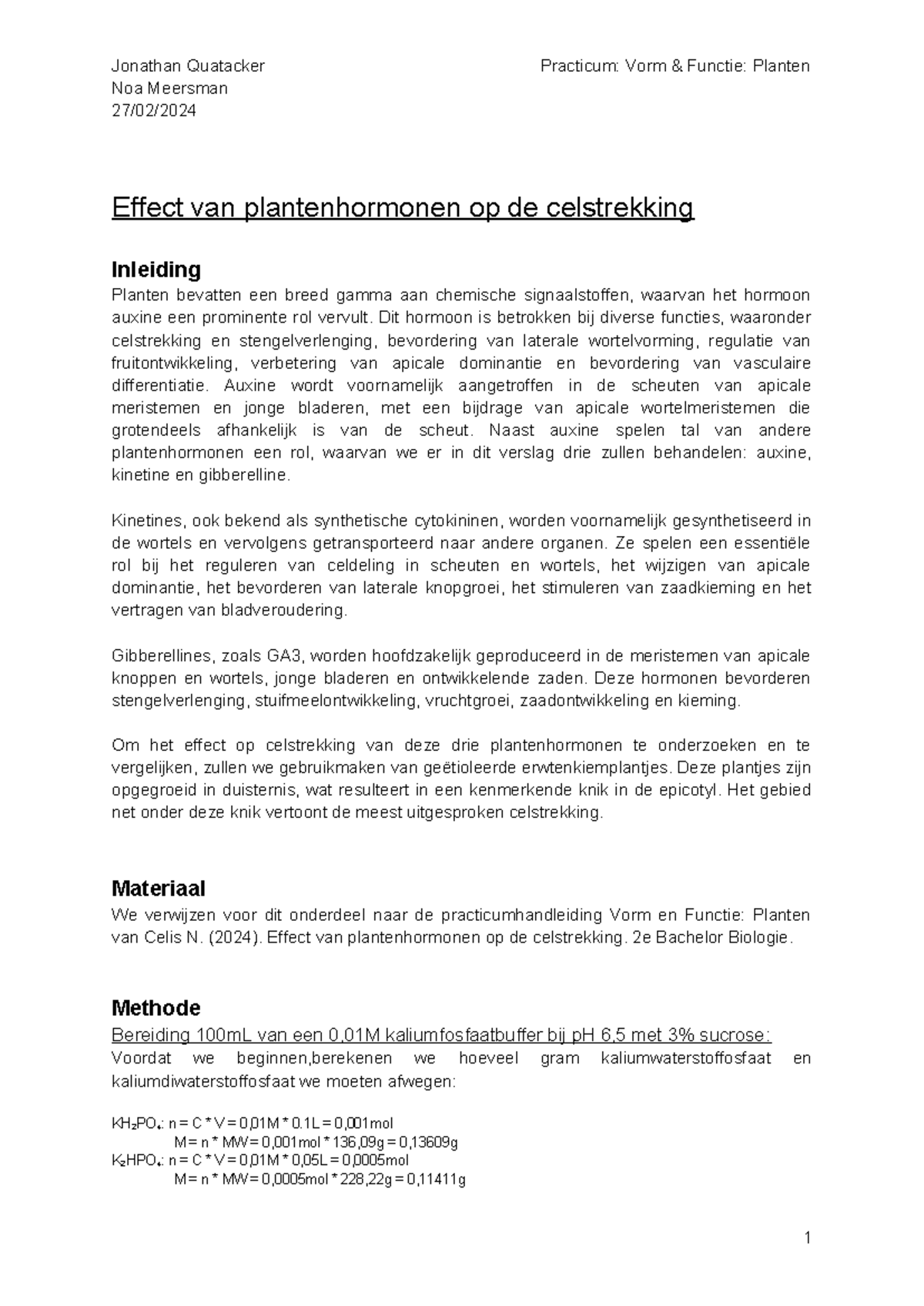 V&F planten functie - verslag - Celstrekking - Noa Meersman en Jonathan ...