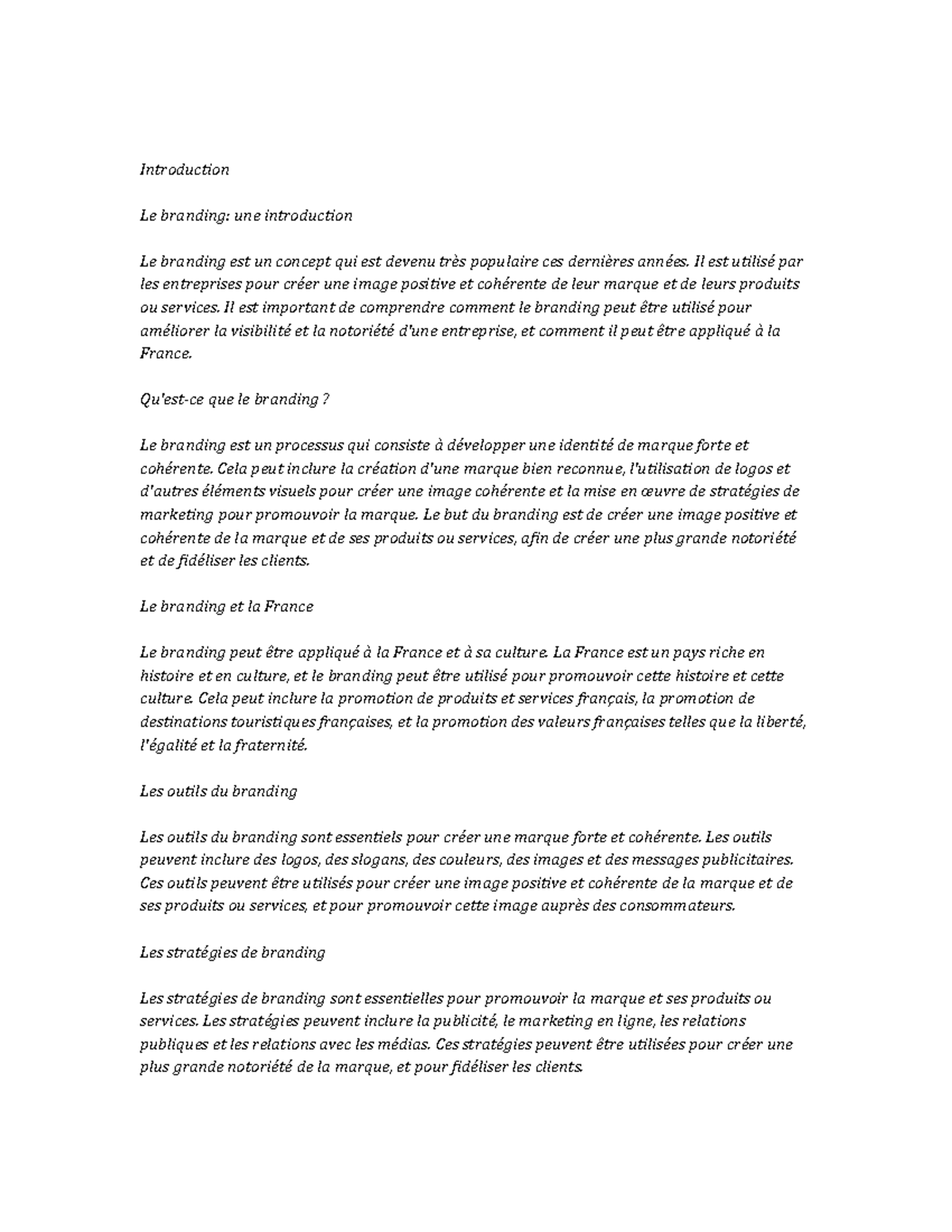 Branding Notes de cours - Introduction Le branding: une introduction Le ...