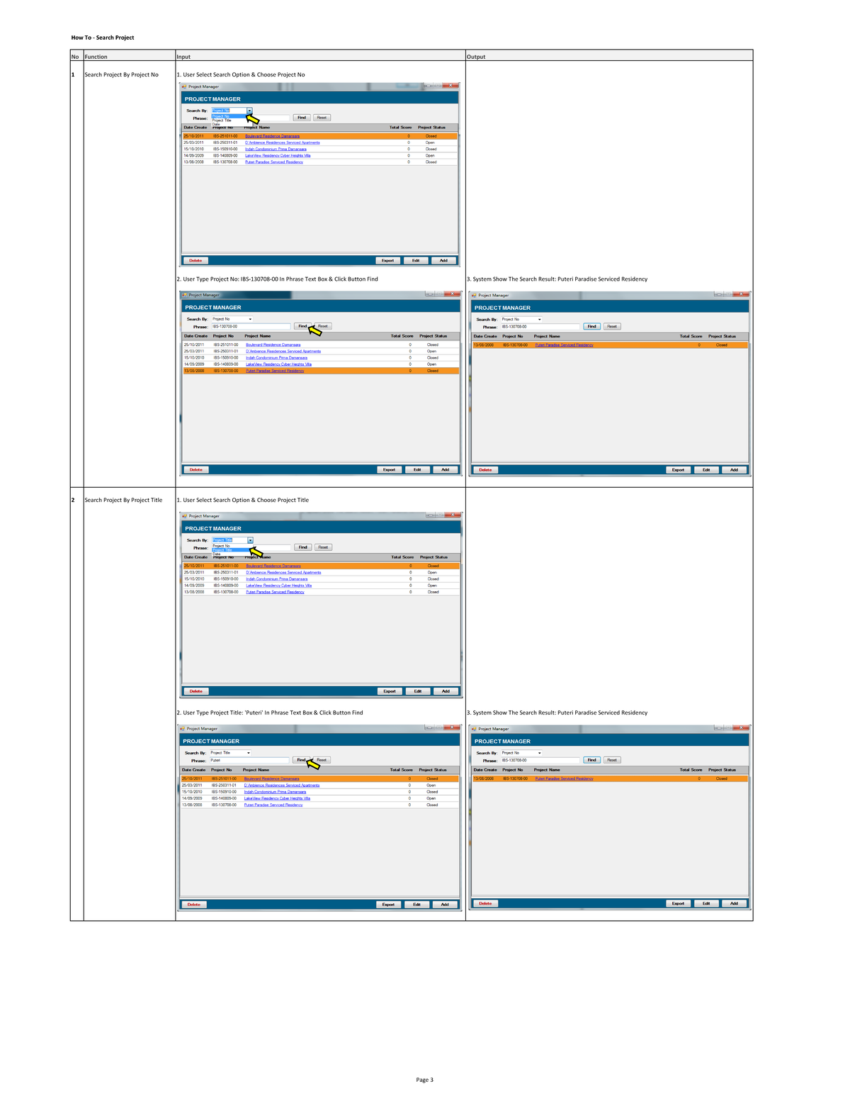 03 - Search Project IBS - How To - Search ProjectNo 1 Function Search ...