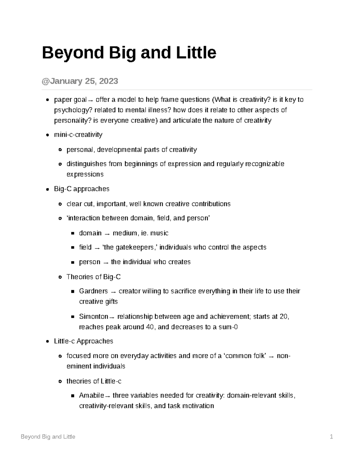 Beyond Big and Little - Beyond Big and Little paper goal→ offer a model ...
