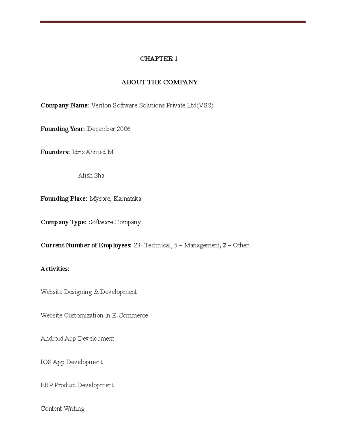 Python intership report - CHAPTER 1 ABOUT THE COMPANY Company Name ...
