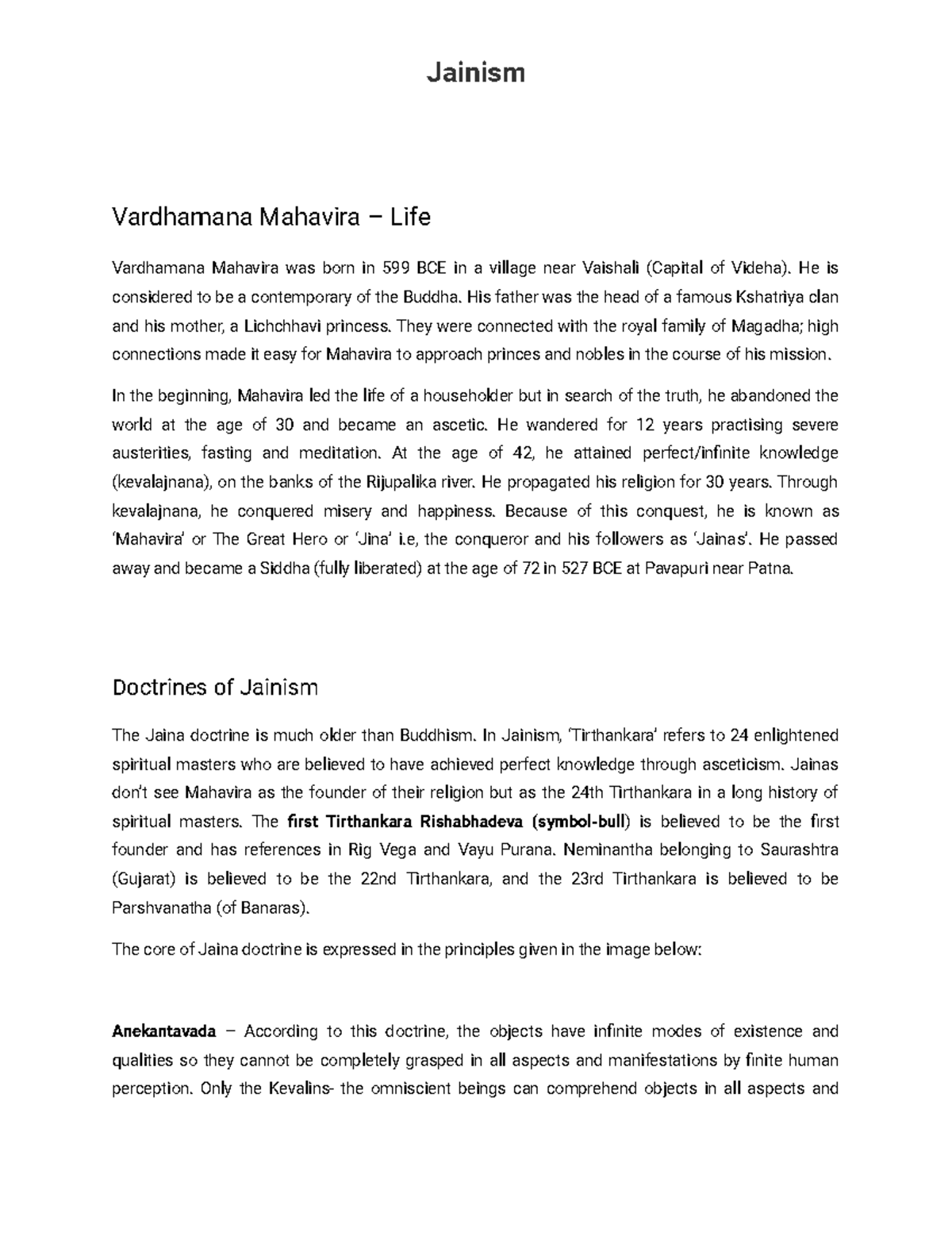 Jainism - Lecture notes 5-8 - Vardhamana Mahavira – Life Vardhamana ...