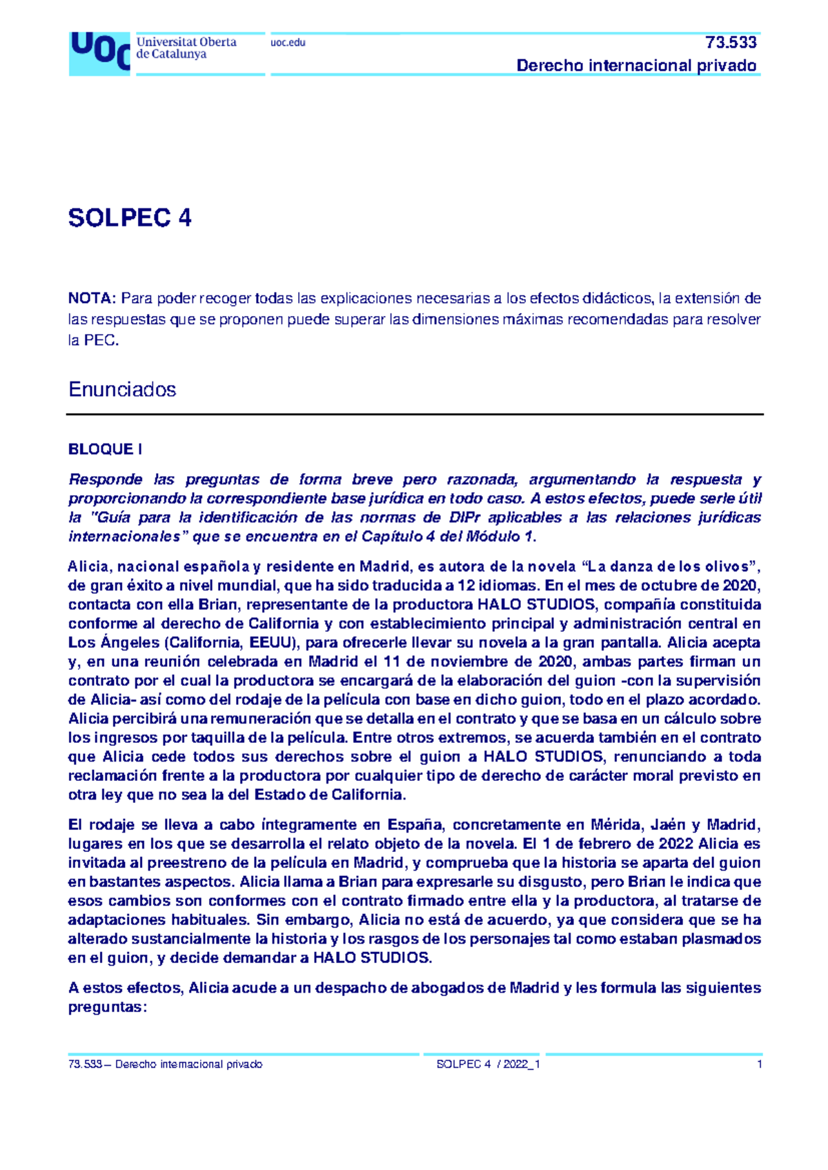 73533 Solpec 4 2022 1 - Derecho Internacional Privado - UOC - Studocu