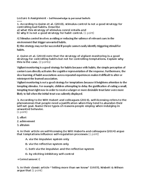 Lecture 2 assignment(goals) - Lecture 2 assignment – Goal setting and goal striving The three ...