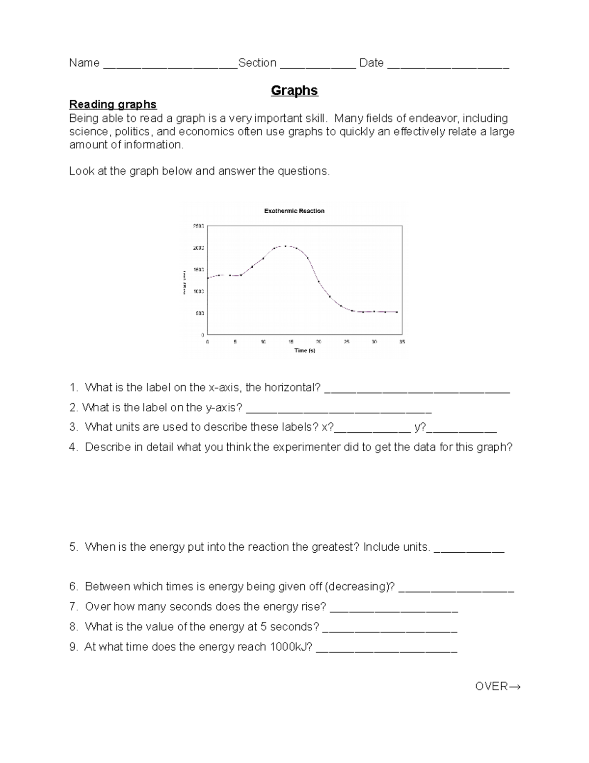 Graph Worksheet copy - Name _____________________Section ...