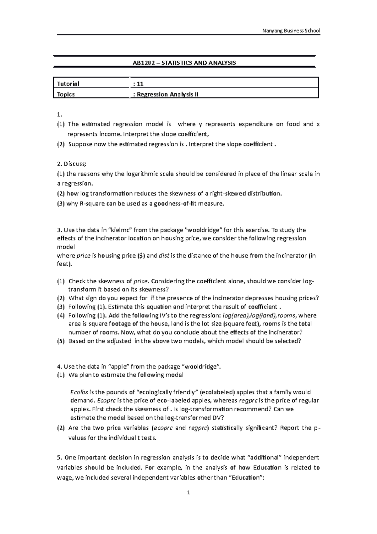 Questions week 11 - Week 11 wks - Nanyang Business School AB1202 ...