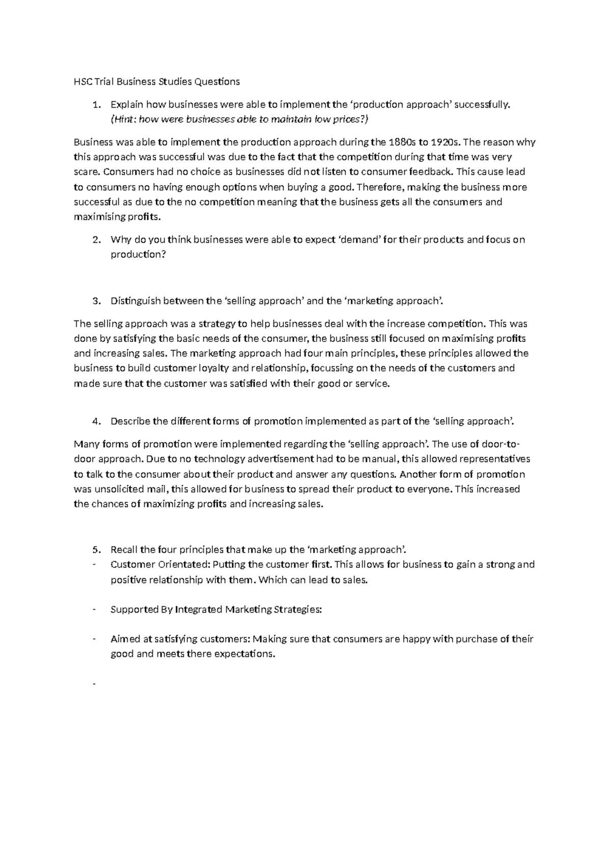 HSC Trial Business Studies Questions - Explain how businesses were able ...