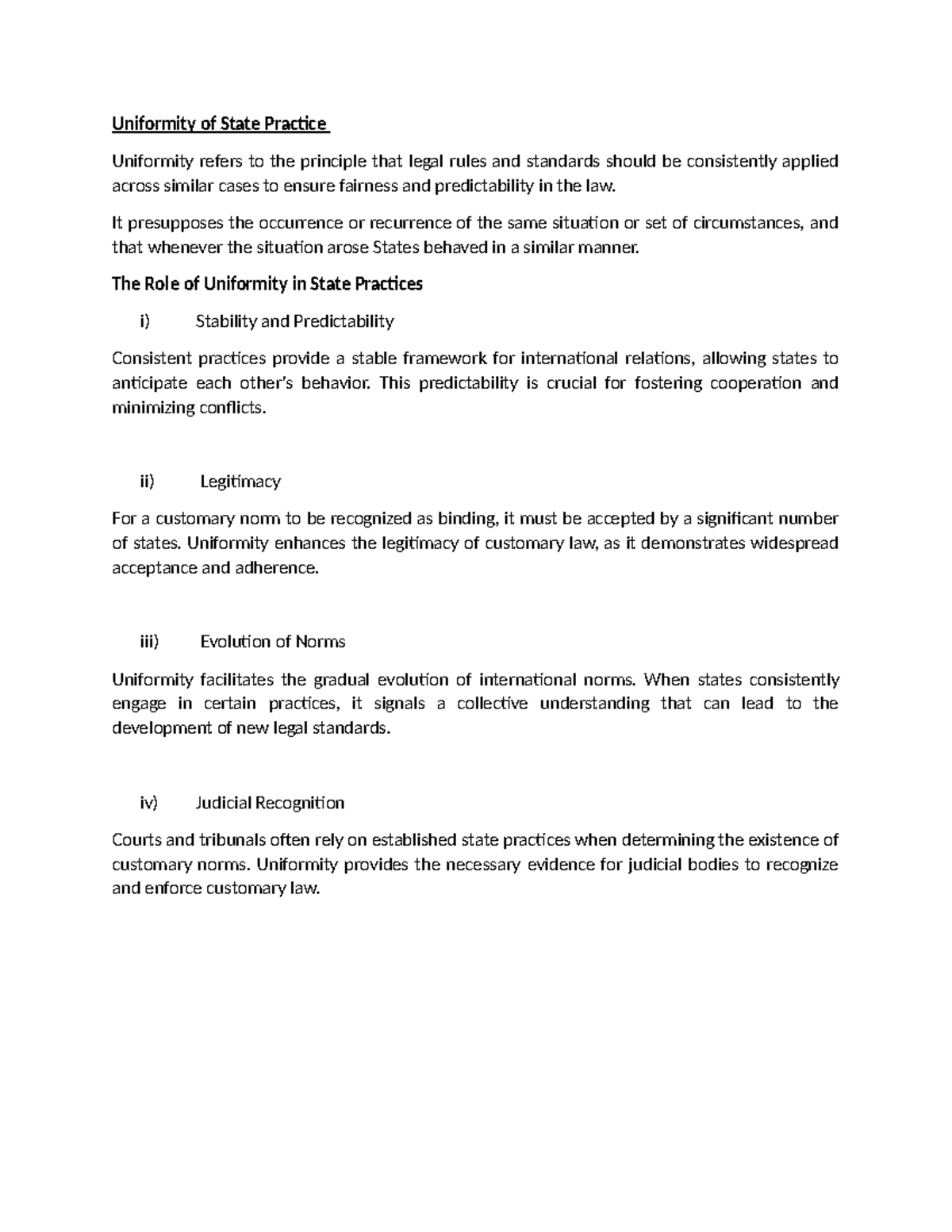 Uniformity of State Practice - Uniformity of State Practice Uniformity ...