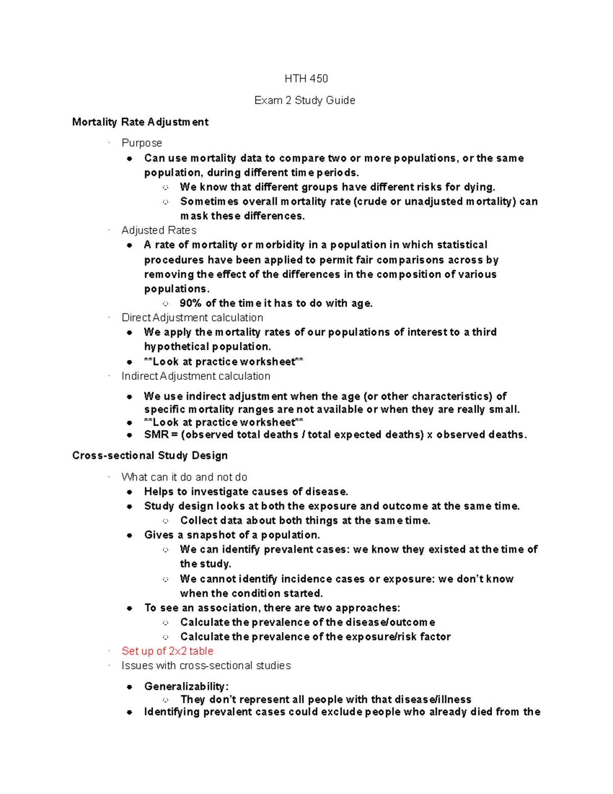 Epi Test 2 Study Guide - Dr. Merrell - HTH 450 Exam 2 Study Guide ...
