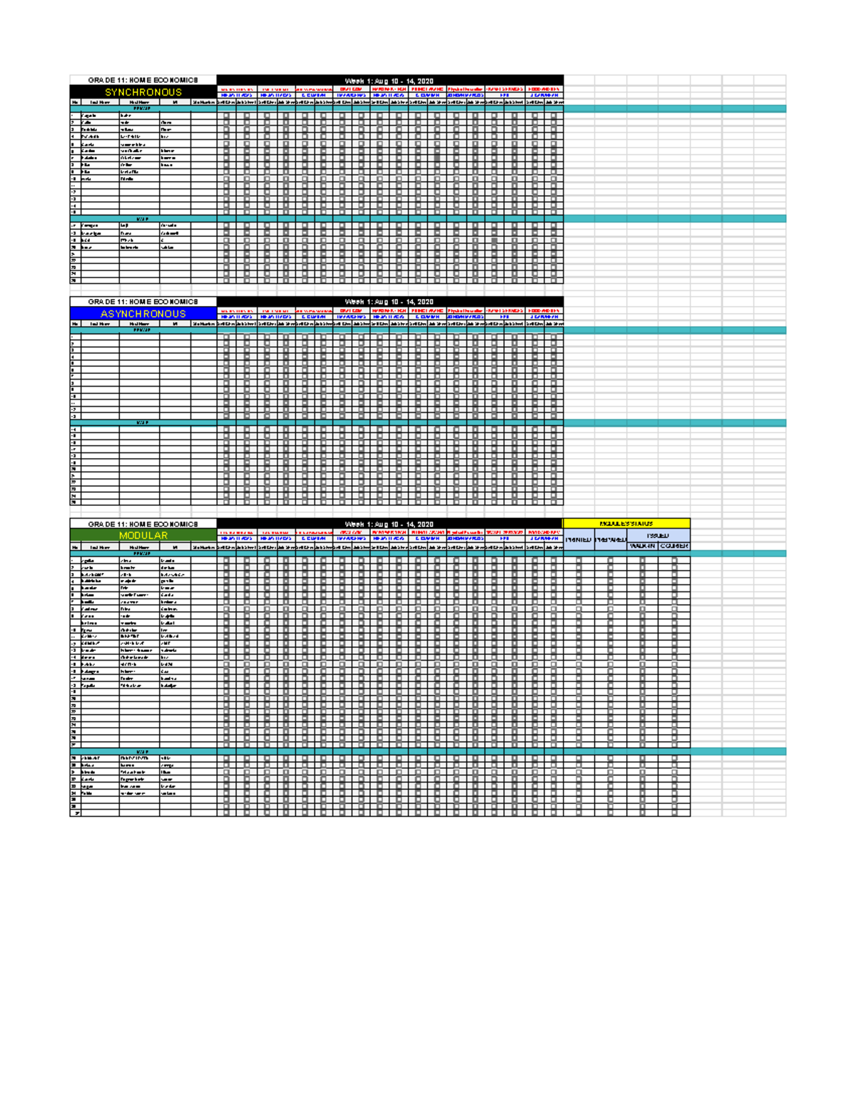 WEEK 1 Student TASK Monitoring 1ST SEM 2021-2022 - GRADE 11: HOME ...
