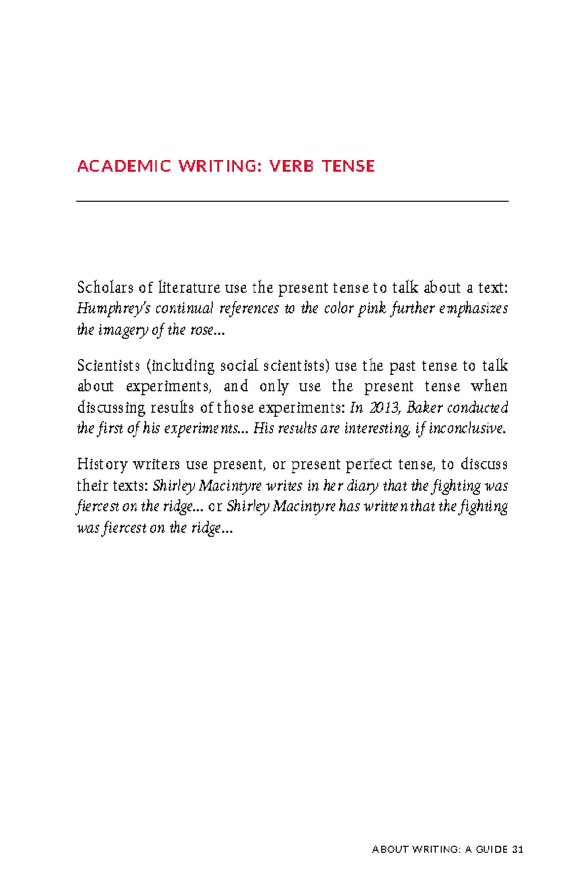 About writing a guide 16 - ACADEMIC WRITING: VERB TENSE Scholars of ...