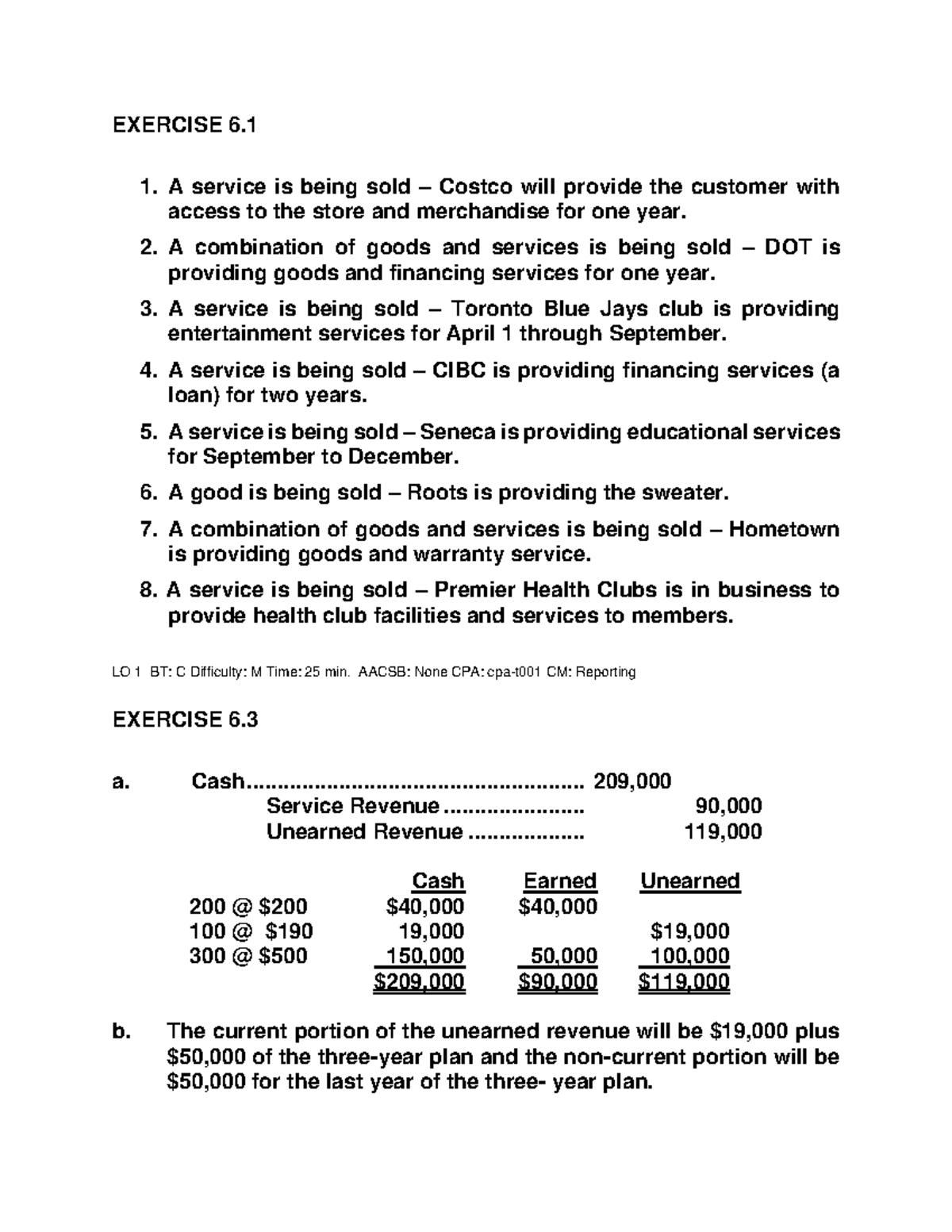 Ch 6 - Suggested Solutions - EXERCISE 6. A service is being sold – Costco will provide the ...