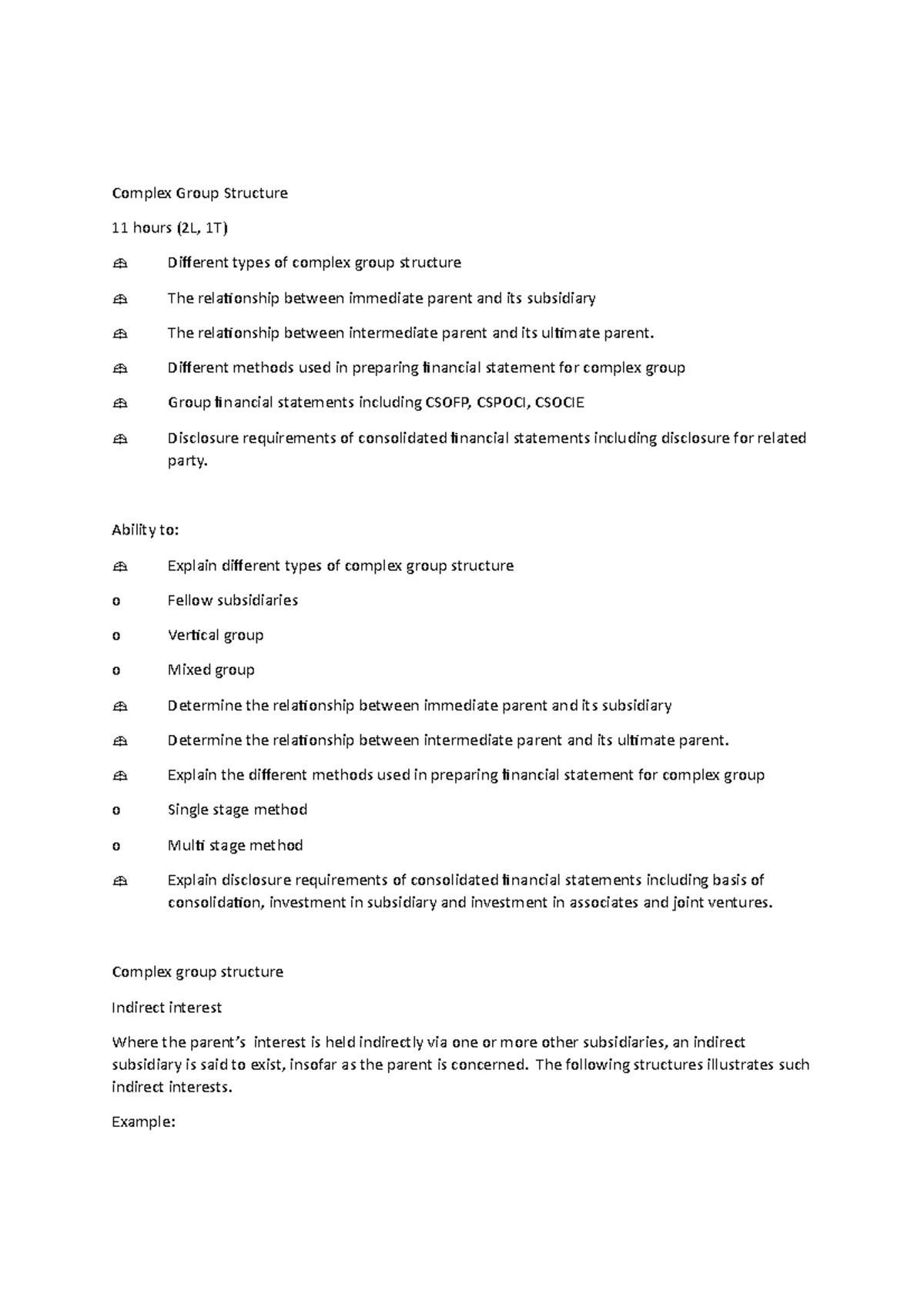Complex Group Structure - Different methods used in preparing financial ...