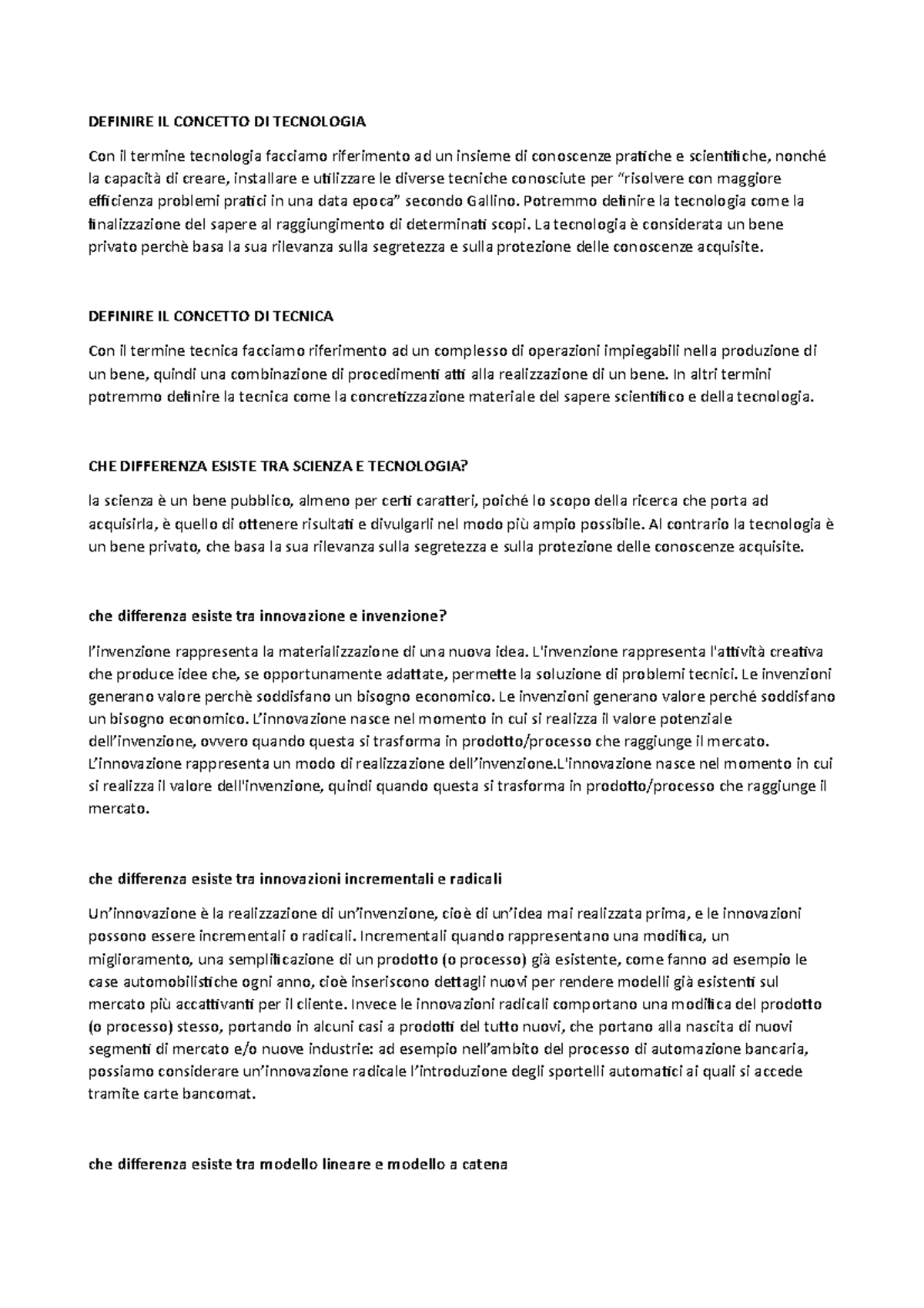 Aperte EA - DEFINIRE IL CONCETTO DI TECNOLOGIA Con il termine ...