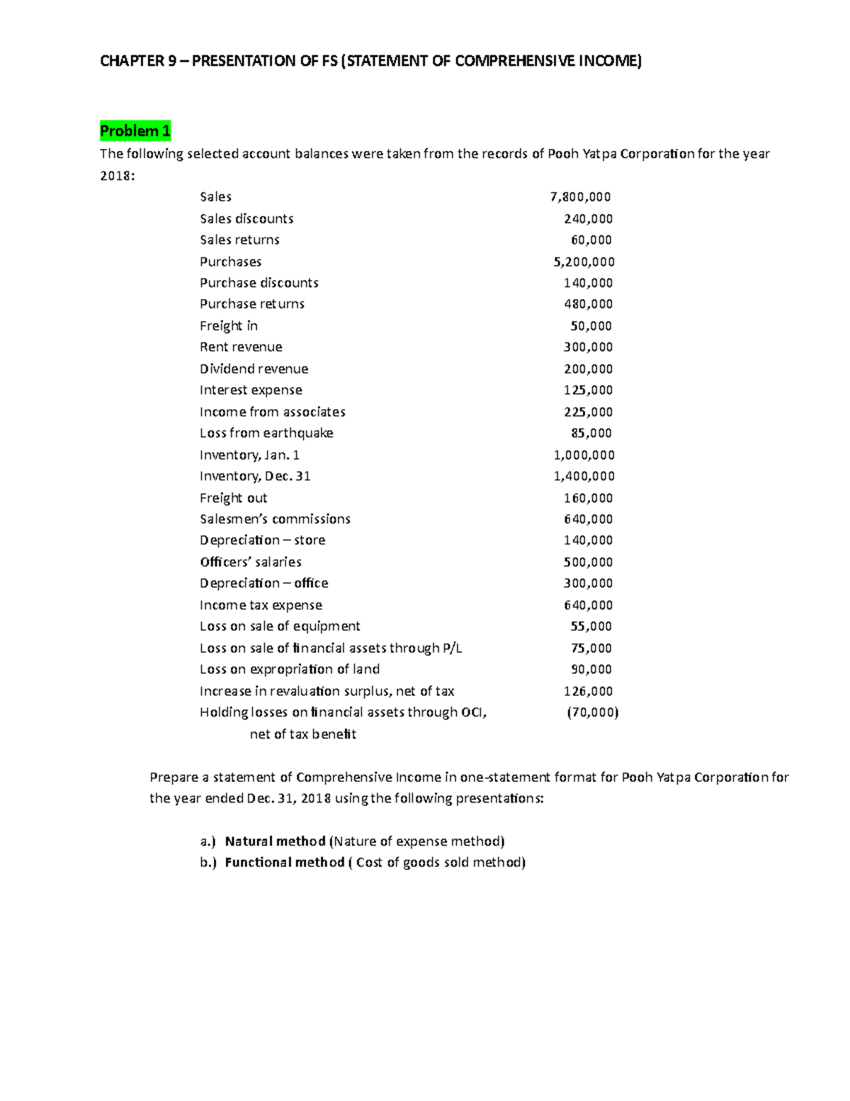 Comprehensive Income - handout with solutions - CHAPTER 9 ...