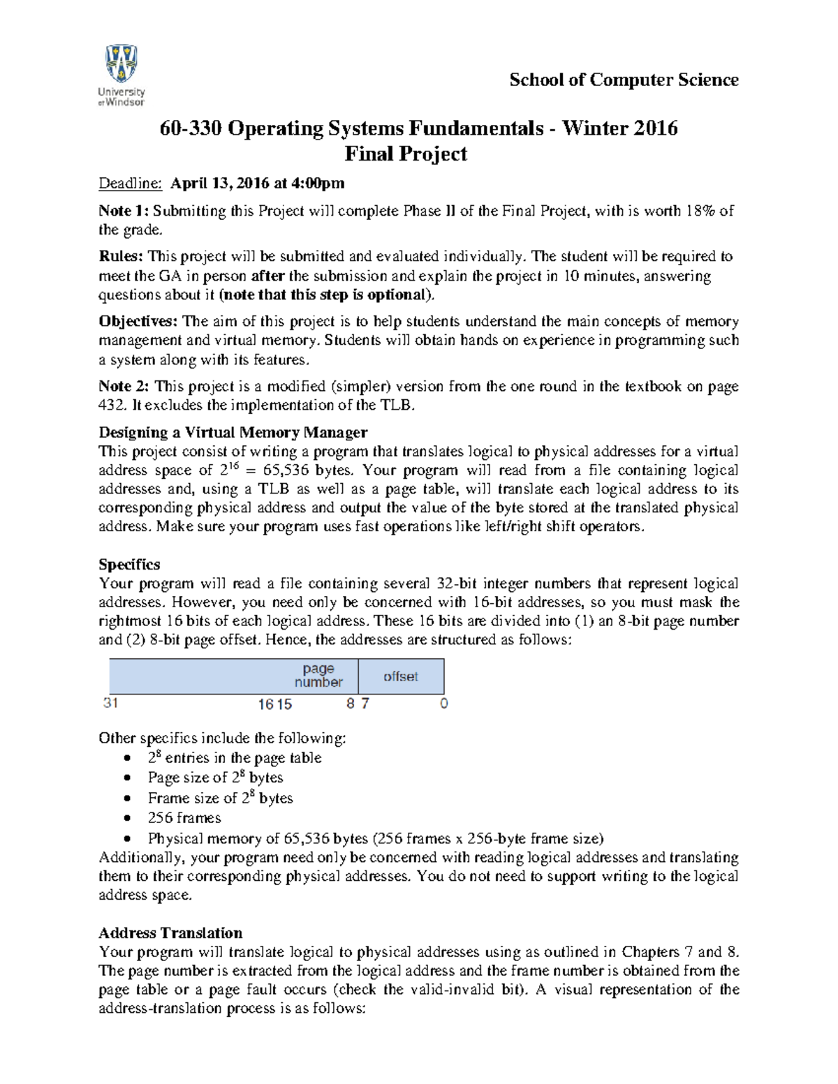 Final Project - Individual - School of Computer Science 60 -330 ...