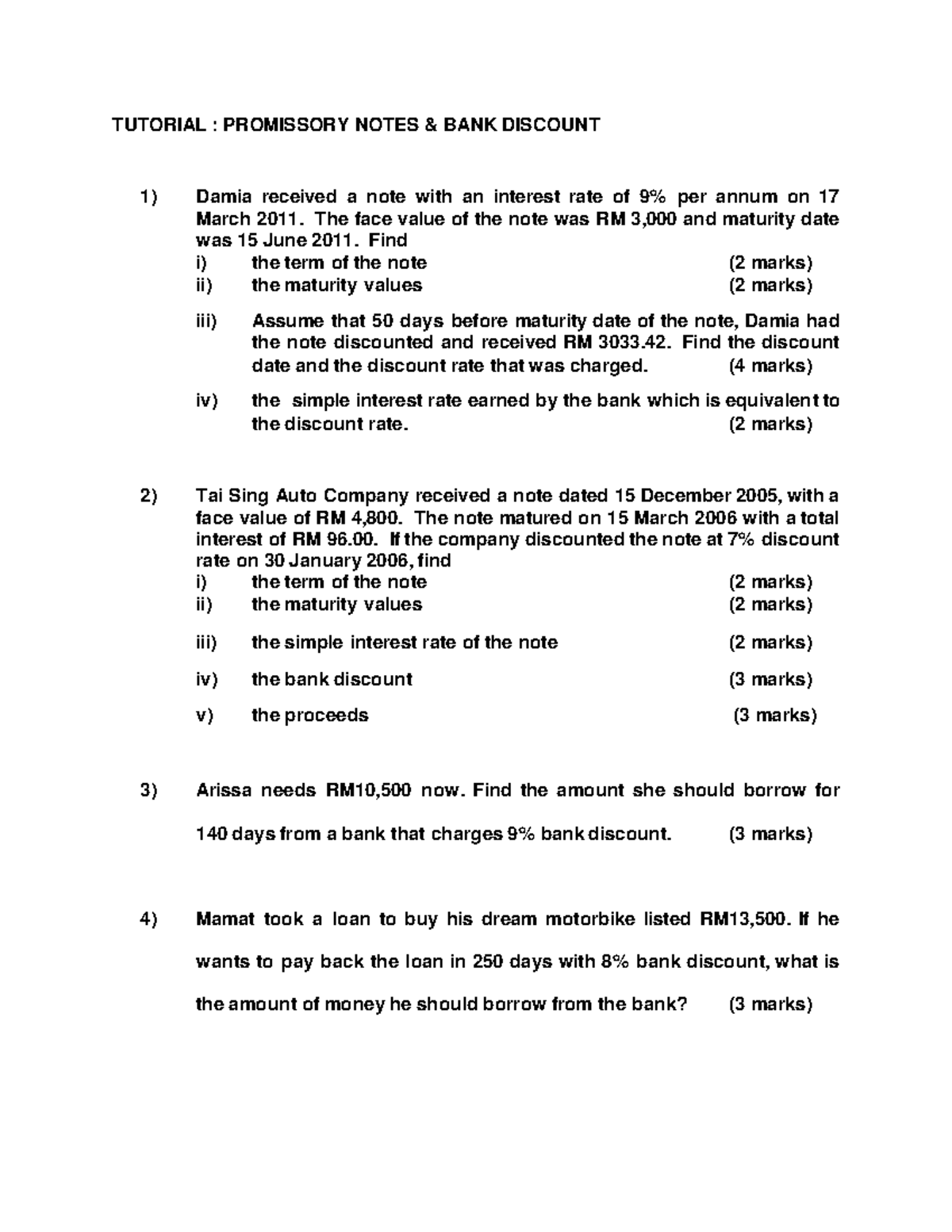 Tutorial Promissory Notes BANK Discount - TUTORIAL : PROMISSORY NOTES ...