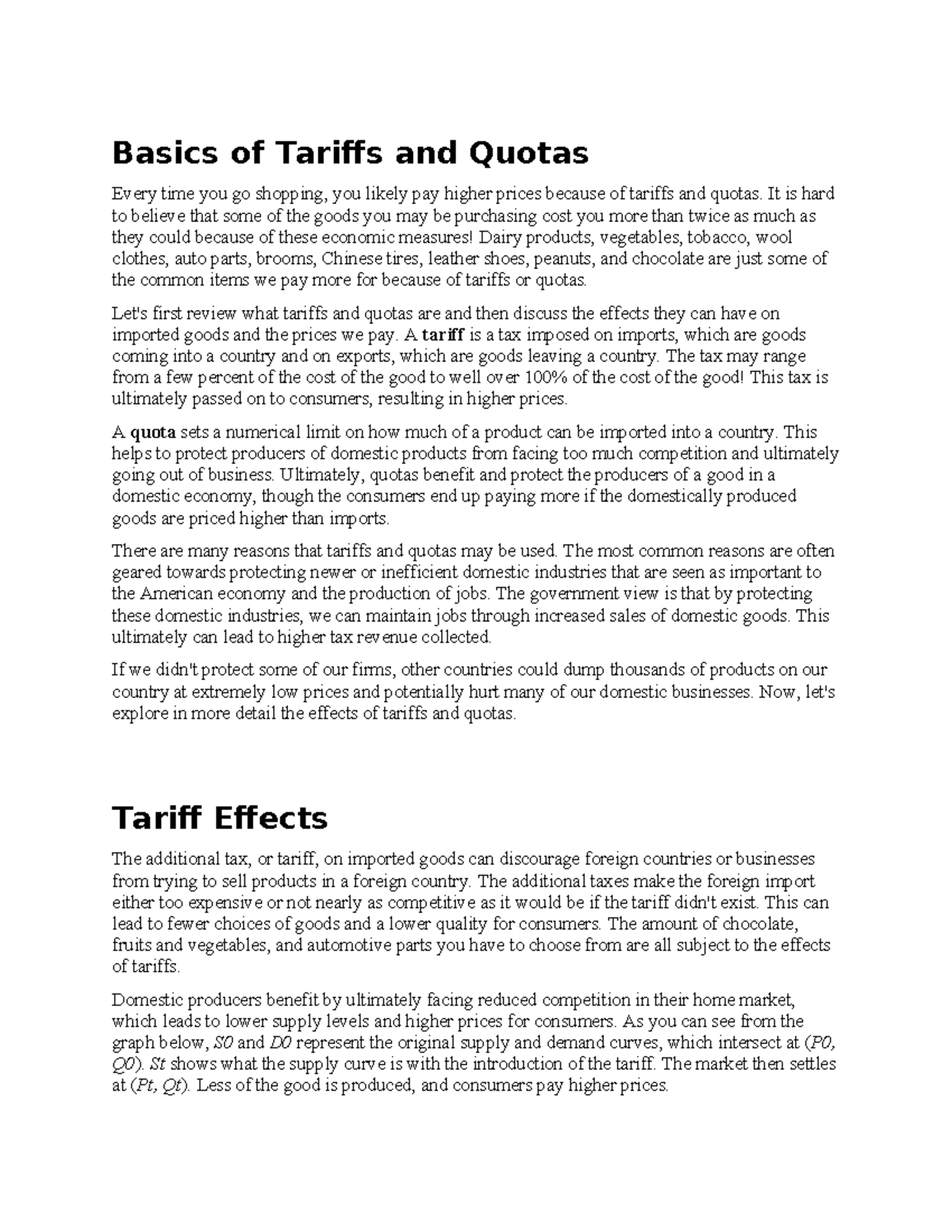 Basics of Tariffs and Quotas - It is hard to believe that some of the ...