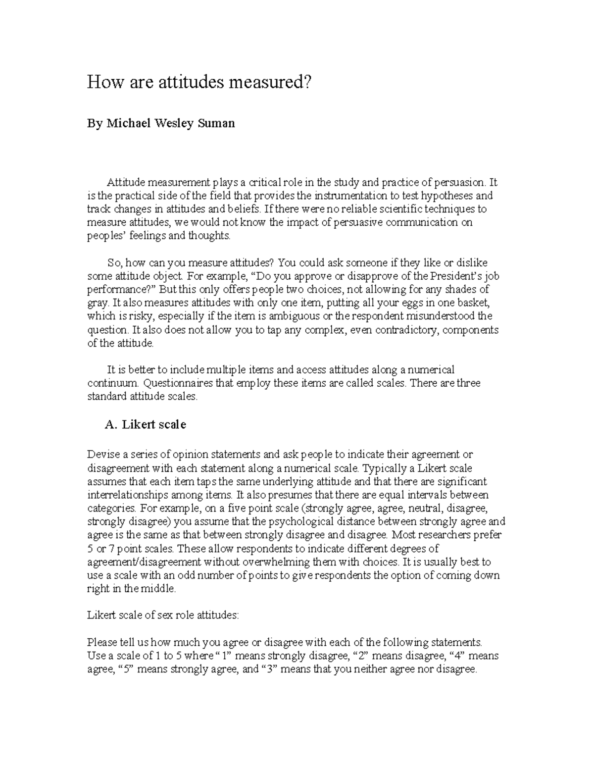 Attitude measurement(3)revised-1 - How are attitudes measured? By ...