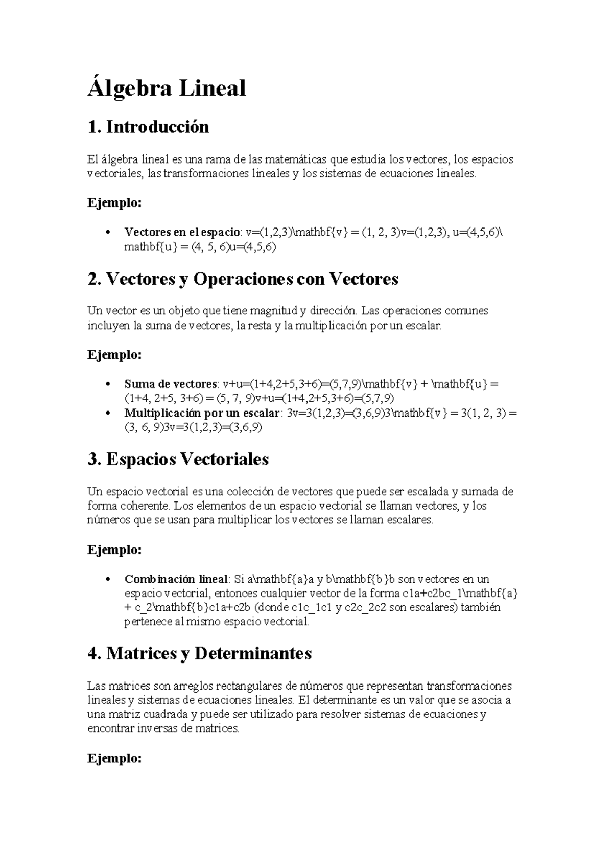 Álgebra Lineal - Introducción El álgebra lineal es una rama de las ...