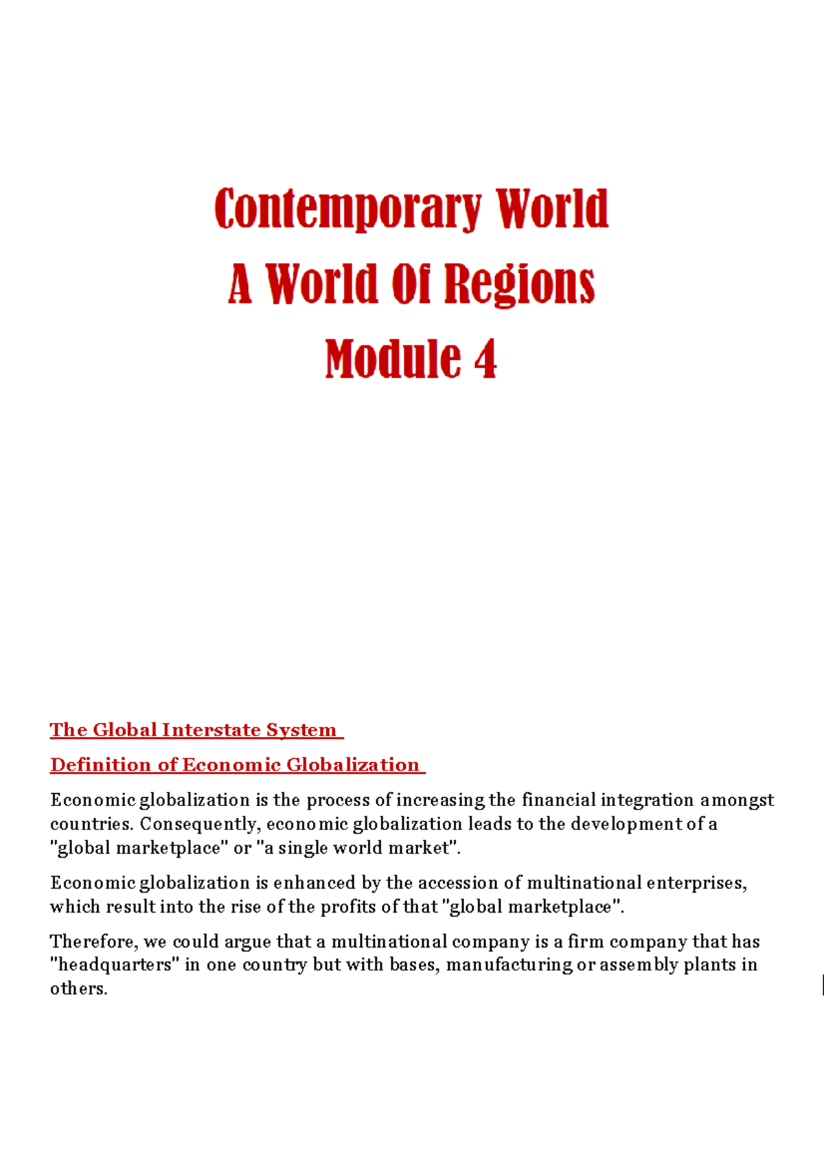 The Global Interstate System m4 - The Global Interstate System ...