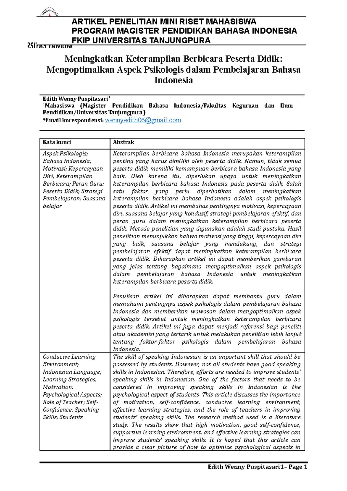 Template Artikel Mini Riset - ARTIKEL PENELITIAN MINI RISET MAHASISWA ...