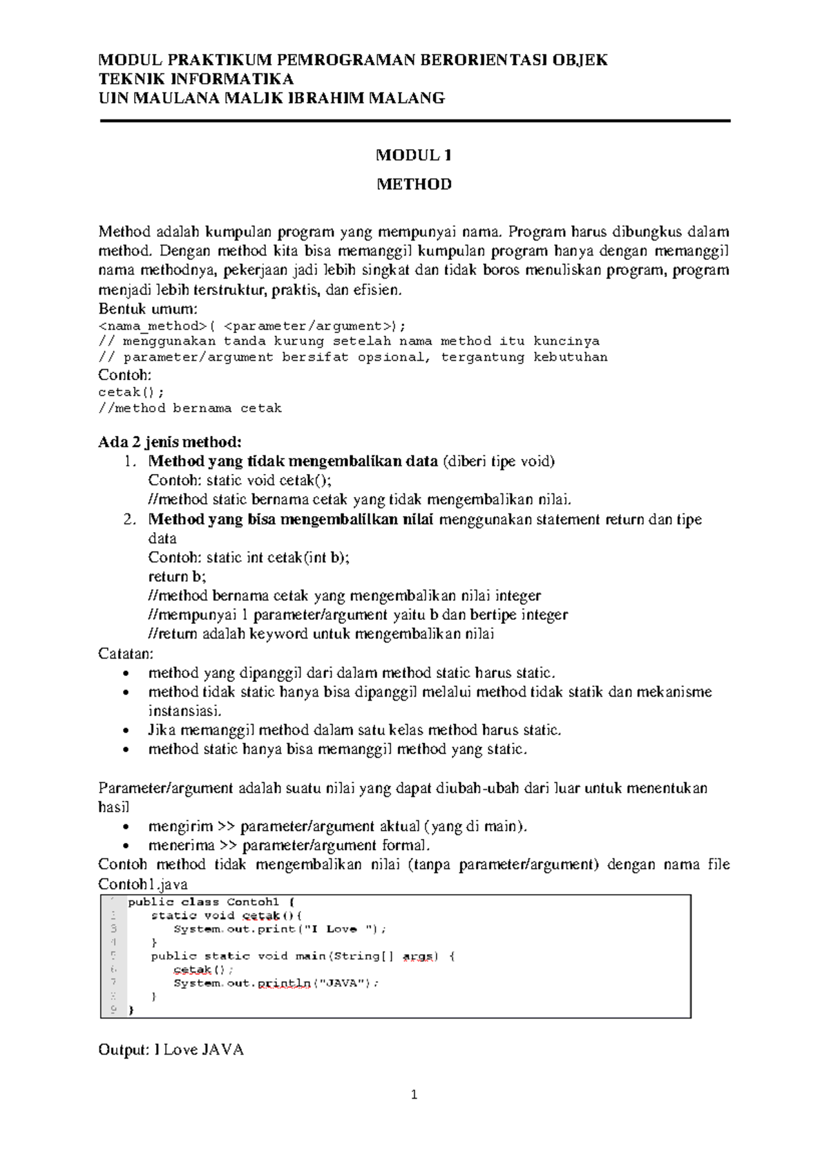 Modul Praktikum PBO Lengkap - MODUL PRAKTIKUM PEMROGRAMAN BERORIENTASI OBJEK TEKNIK INFORMATIKA ...