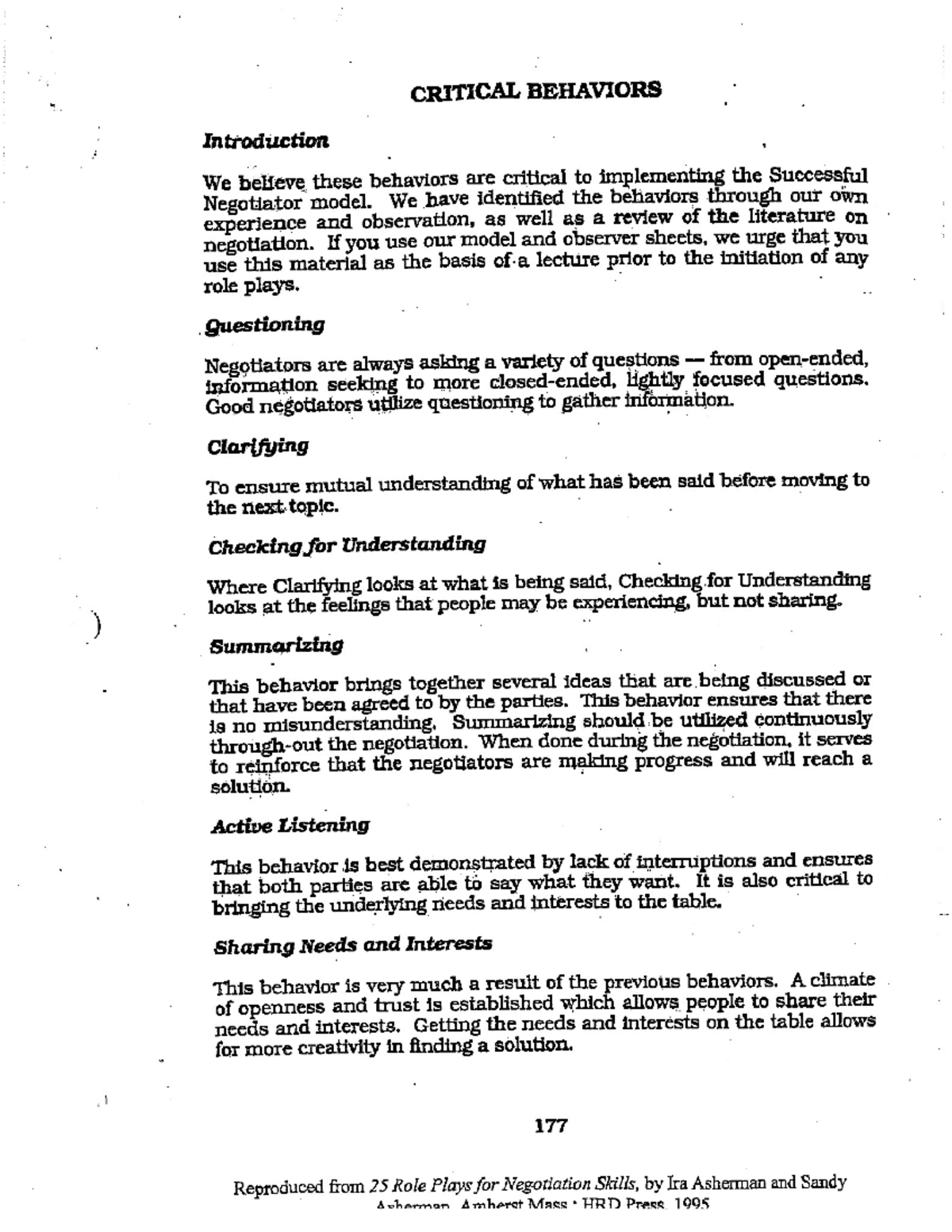 Critical behaviors in negotiation - MGMT-6086 - Studocu