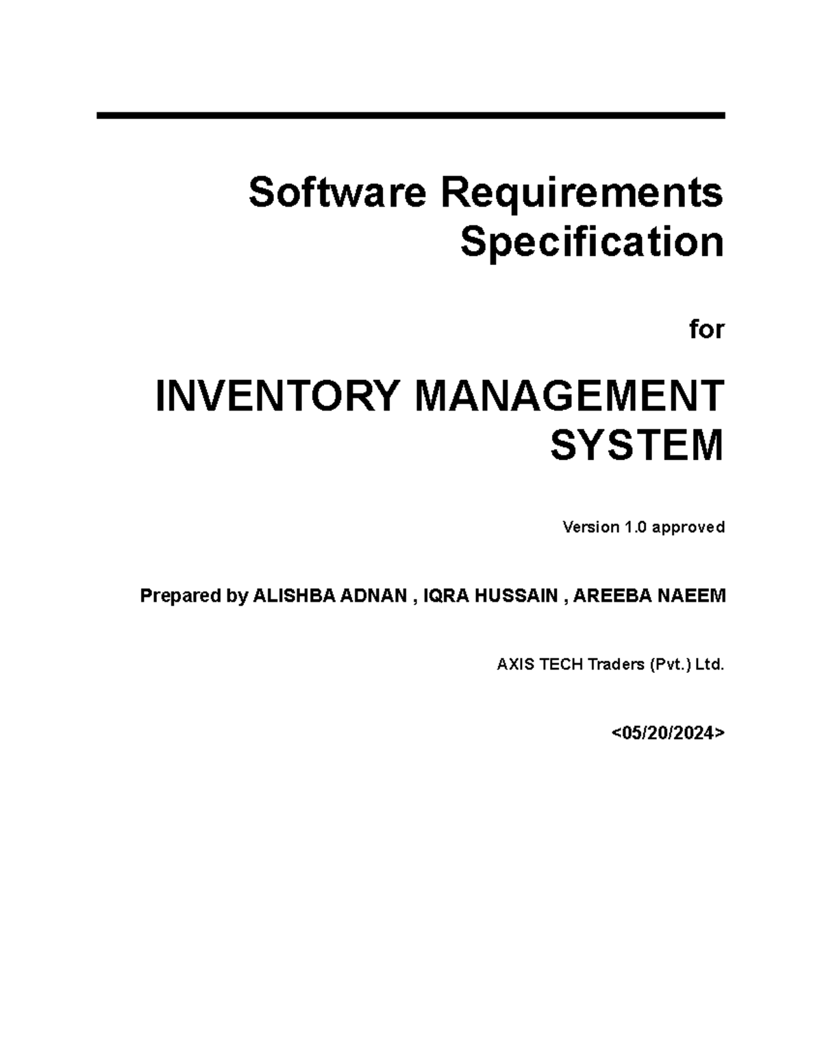 SE SRS - srs document - Software Requirements Specification for INVENTORY MANAGEMENT SYSTEM ...